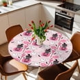 Cartoon Pink Pumpkin Cat Broom Round Fitted Tablecloth with Elastic ...