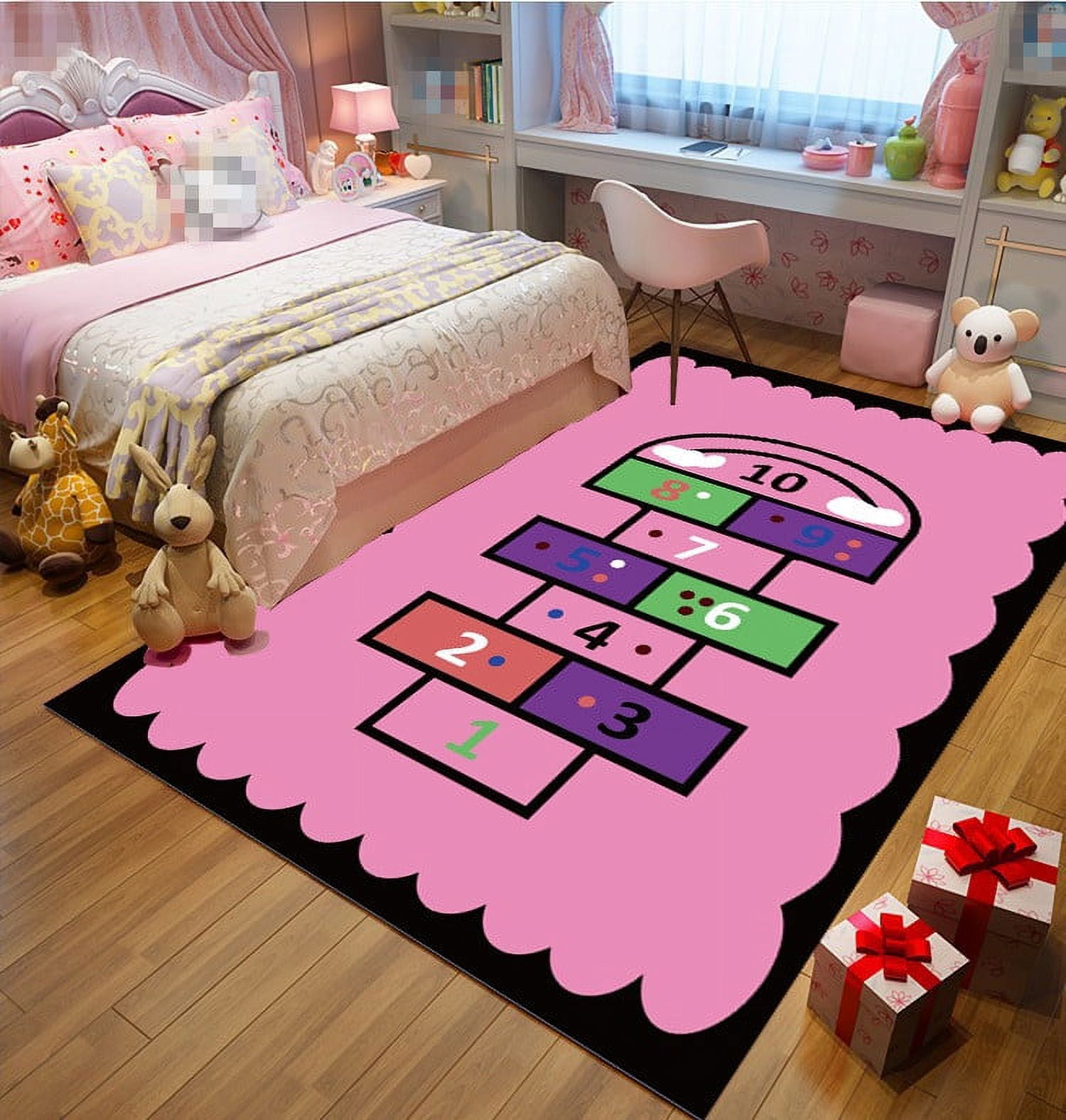 Cartoon Pink Unicorn 3D Printing Carpet Baby Crawl Tent Mat Kids Room ...