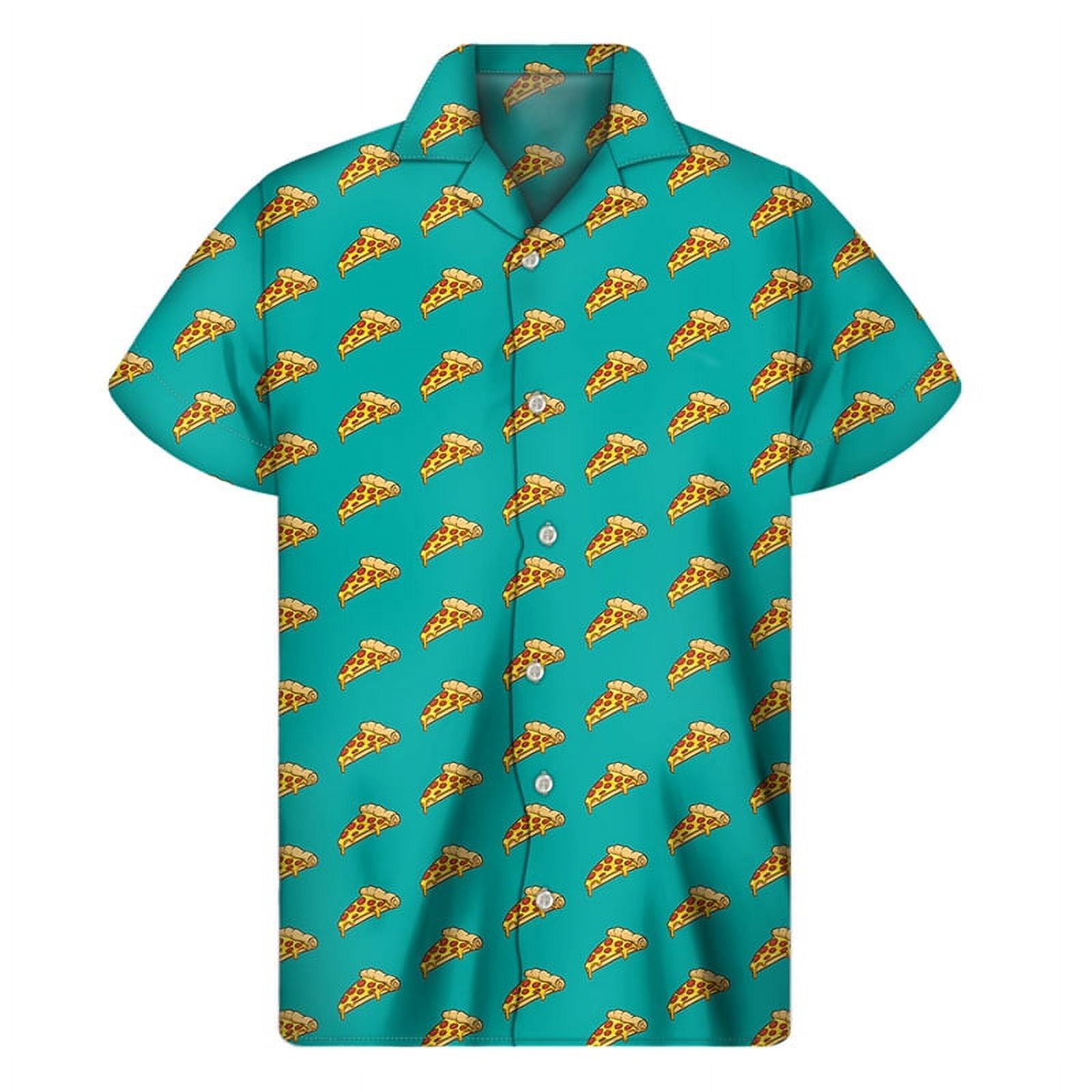 Cartoon Pizza 3D Print Hawaiian Shirts For Men Summer Food Pattern ...