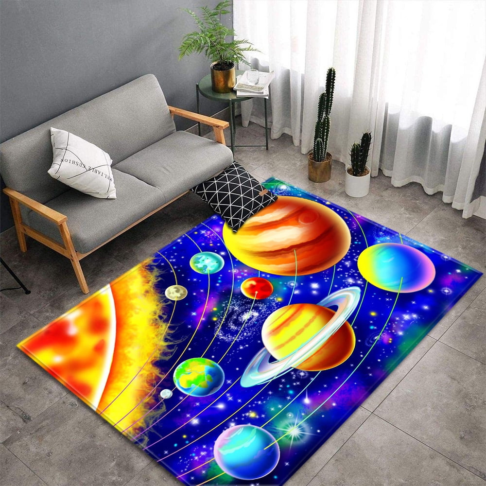 Cartoon Planet solar system science fiction carpet children's bedroom ...
