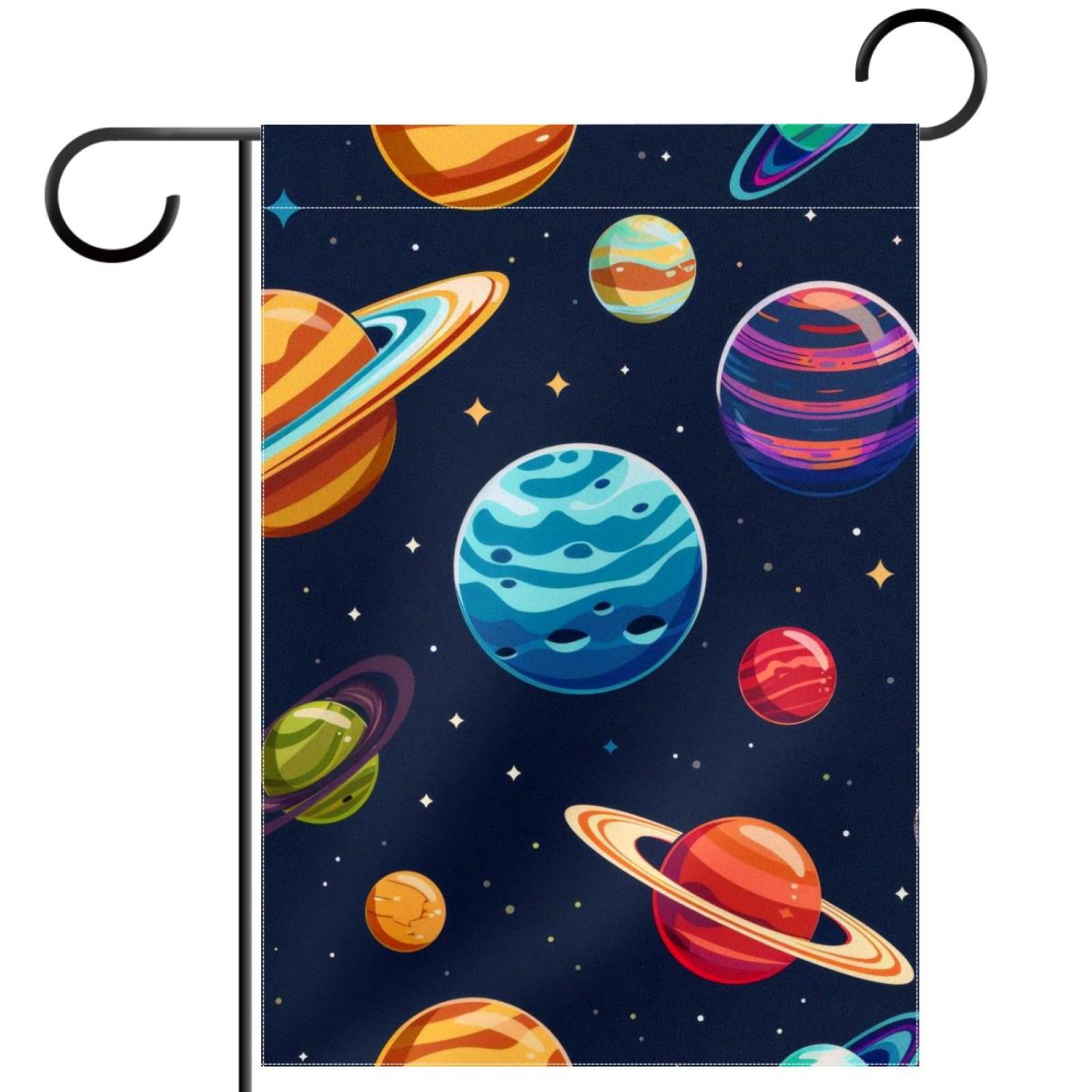 Cartoon Planets Symbols Double Sided Garden Flag Decorative Weather ...