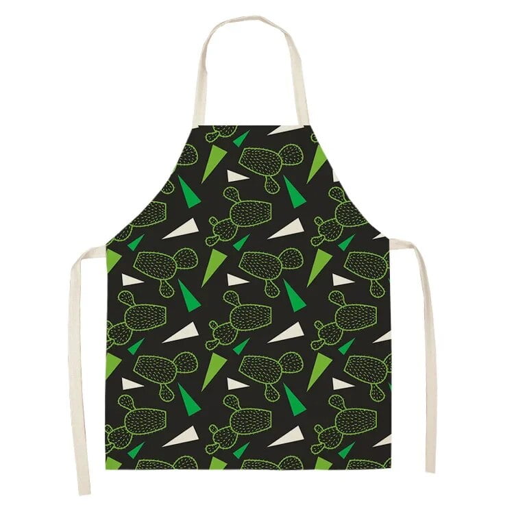 Cartoon Plant Cactus Pattern Linen Hand Wipe Sleeveless Waist Apron ...