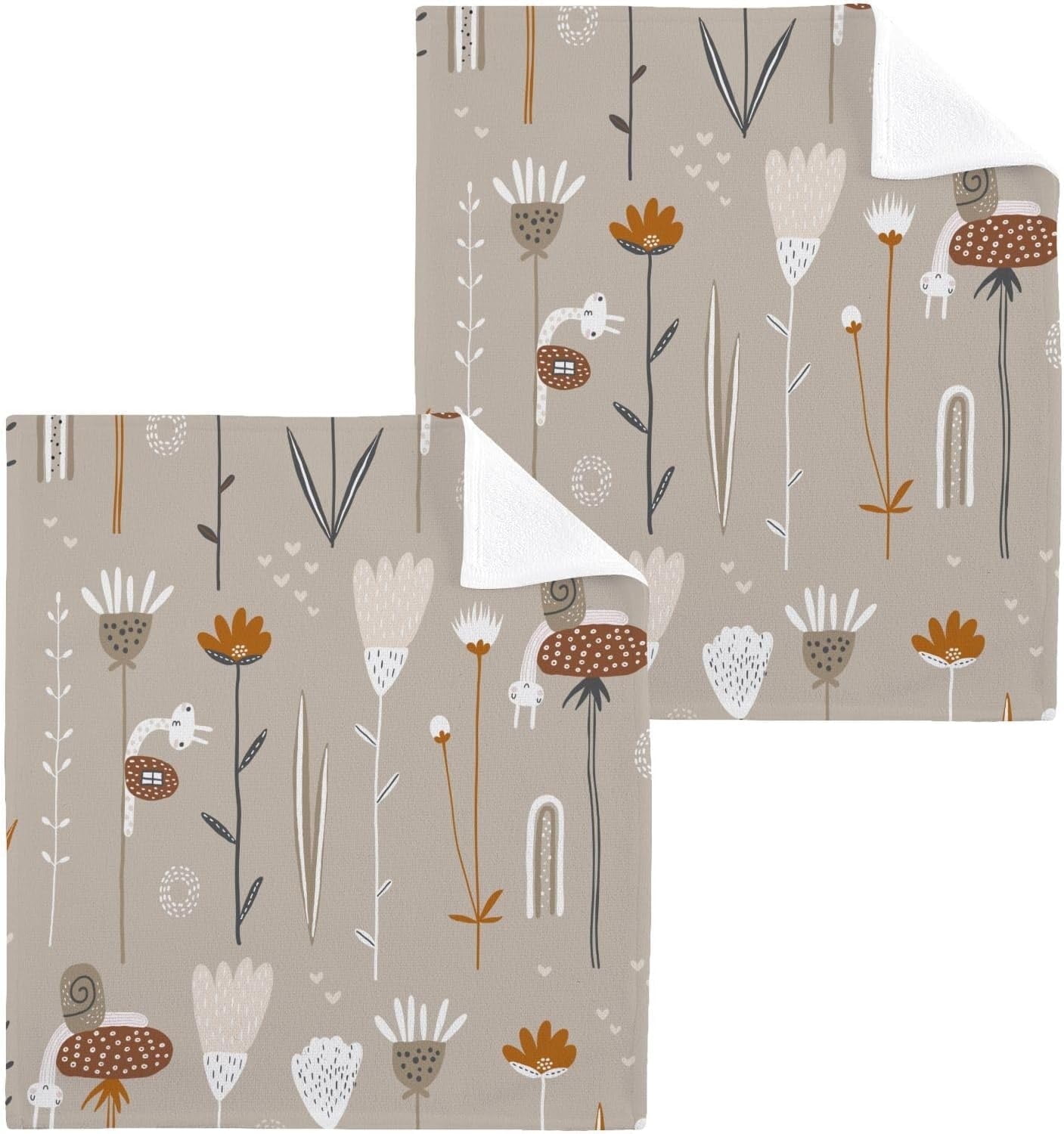 Cartoon Plants Wash Cloth Set of 4, 12 x 12 Inch Cotton Baby Washcloths ...