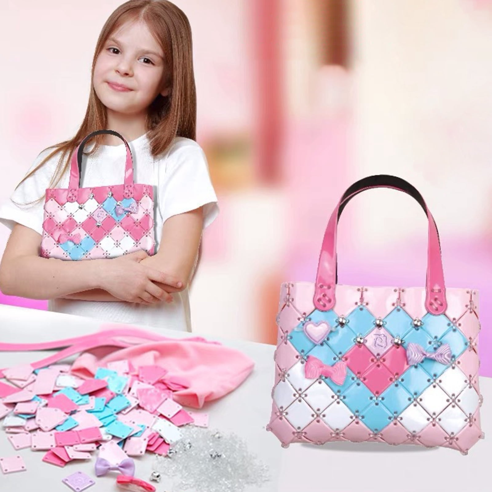 Cartoon Plastic DIY Handbag Detachable Assembly Kid Education Craft ...