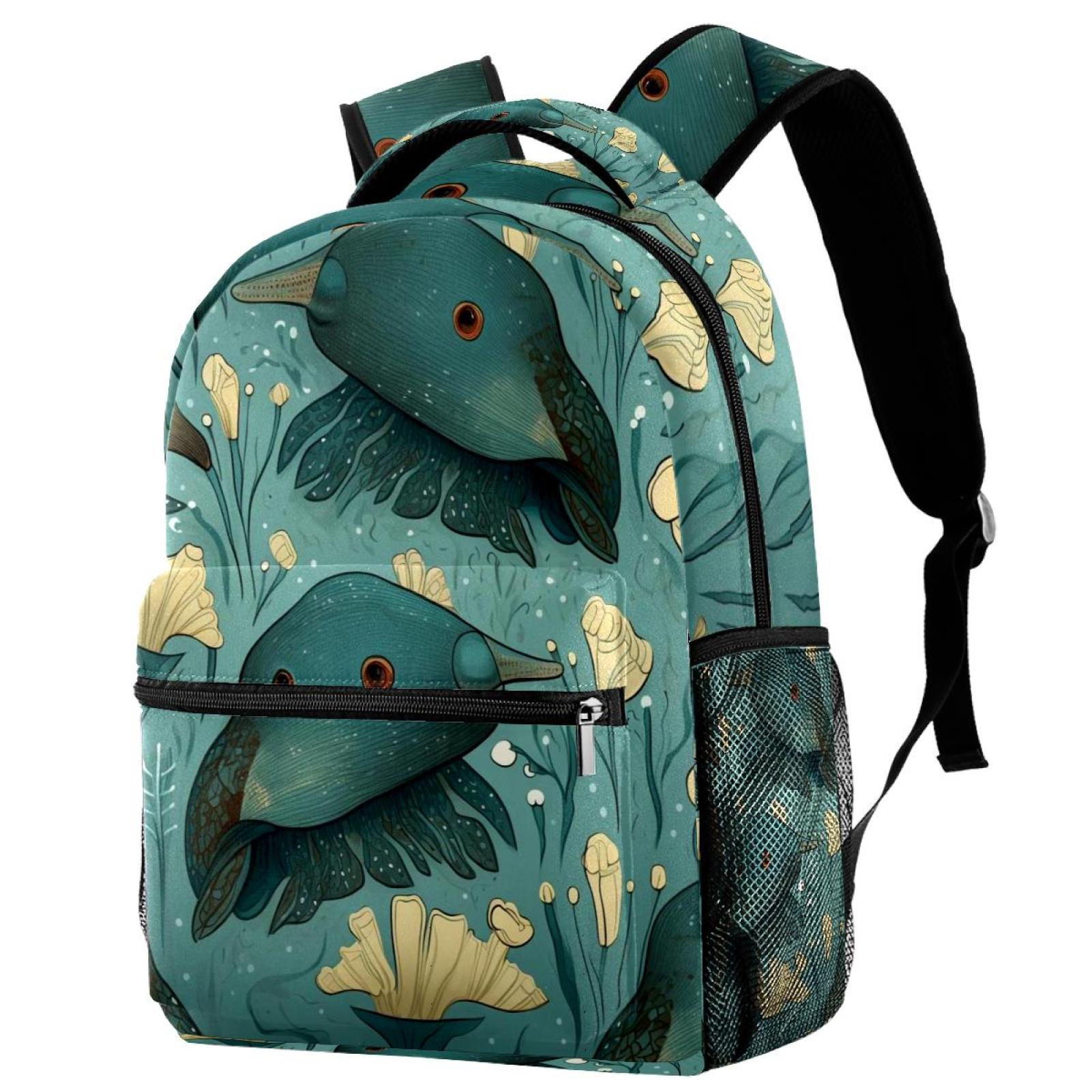 Cartoon Platypus Green Lightweight Backpacks Roomy Interior, Casual ...