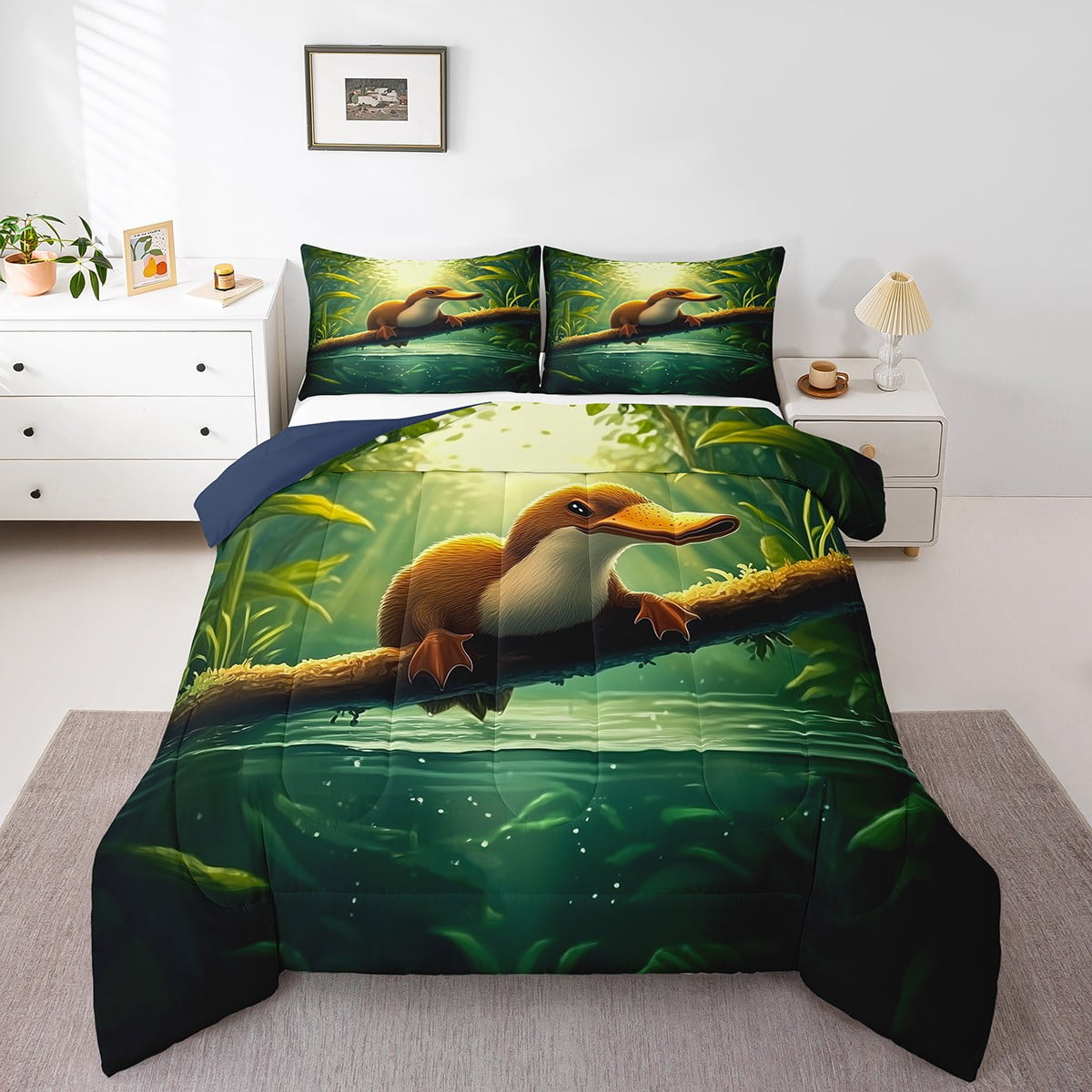 Cartoon Platypus Bedding Set Twin Cute Australian Animal Platypus ...