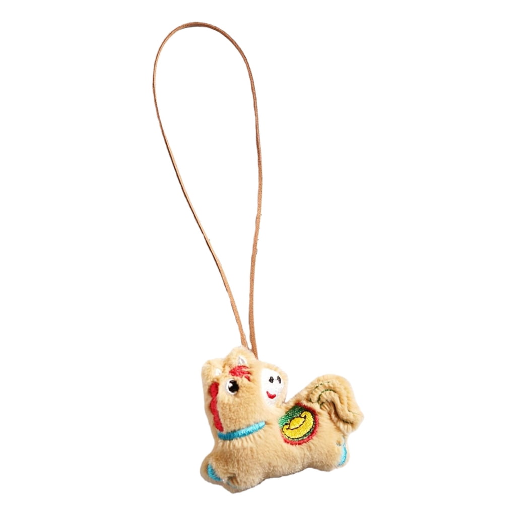 Cartoon Plush Horse Keychain For Car Bag Decor Anti Fade Finish 6 Color ...