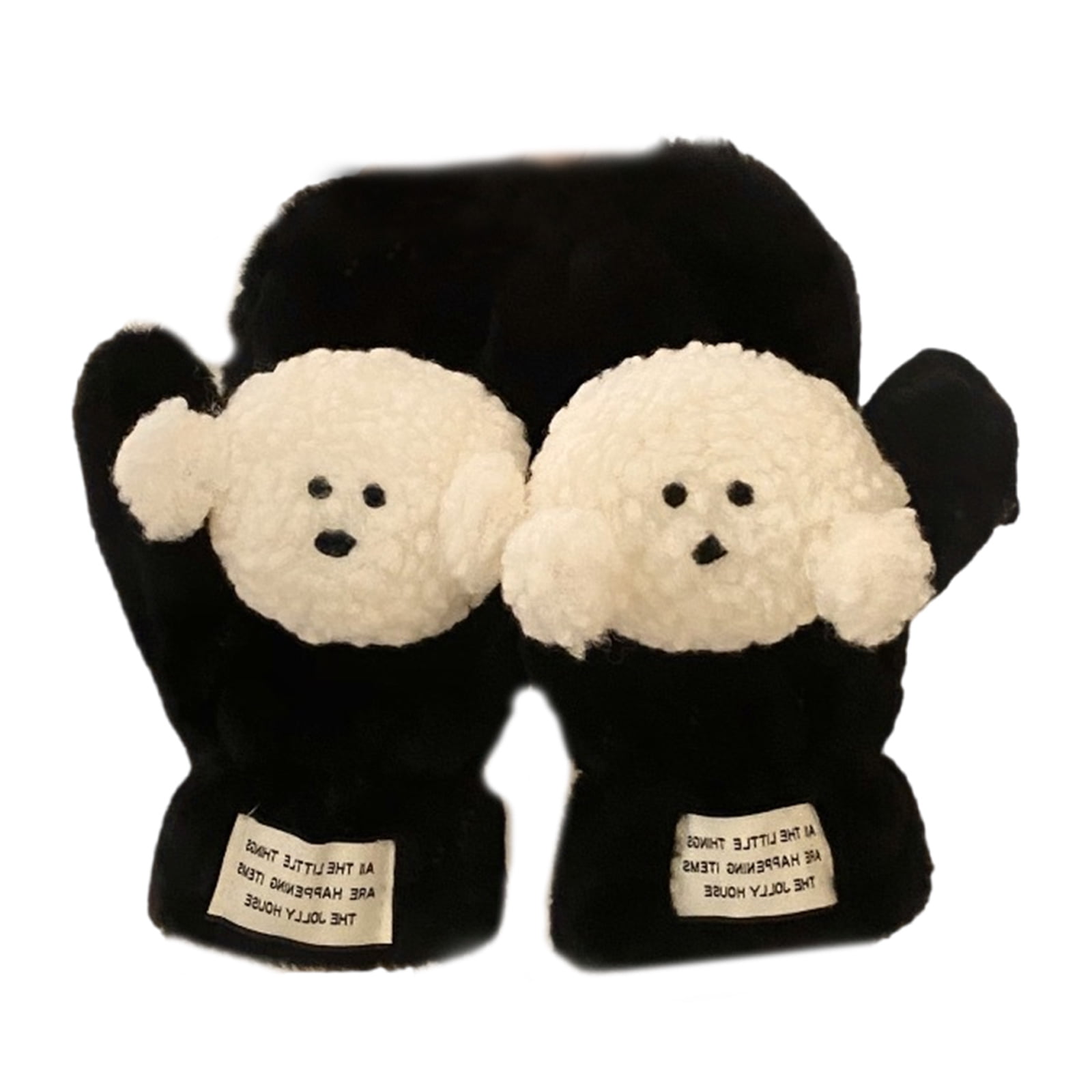 Cartoon Plush Mittens for Adult Kids Winter Warm Gloves Furry Thick ...
