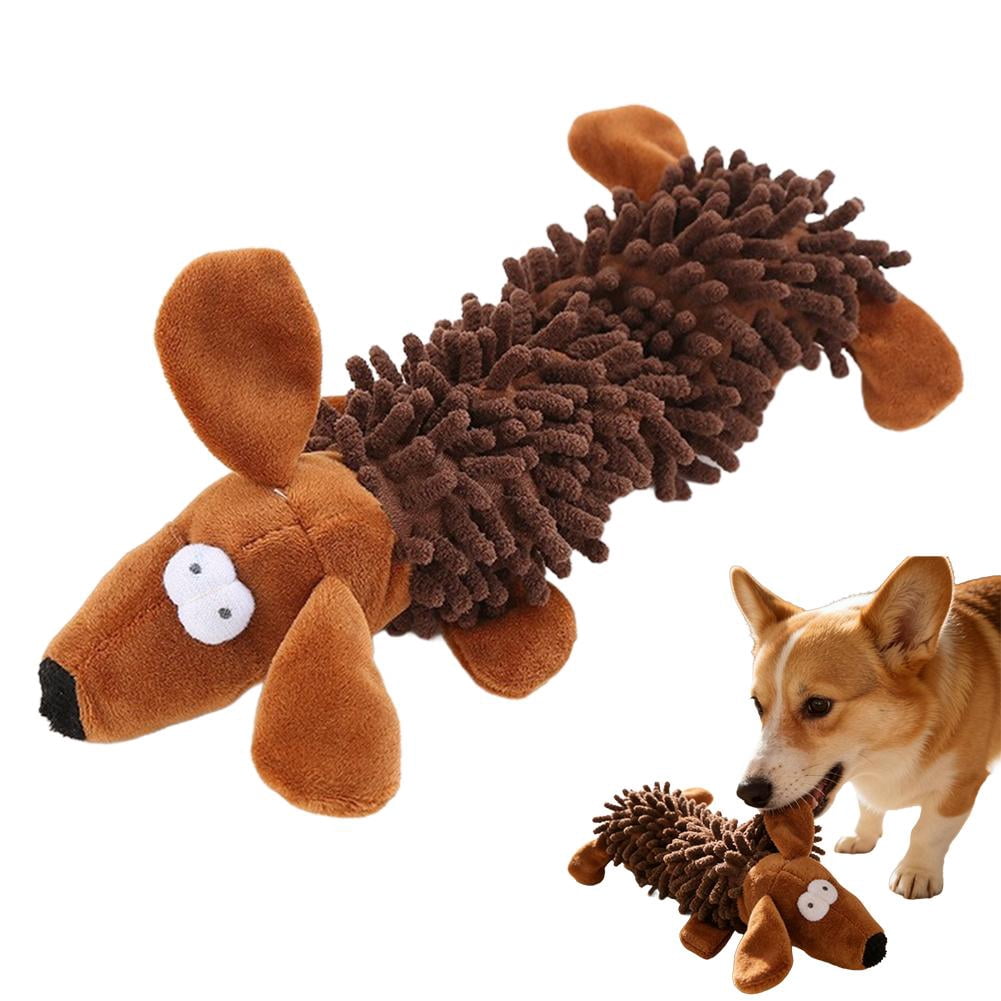 Cartoon Plush Squeaky Dog Toy Soft Teething Chew Toy Interactive Pet ...