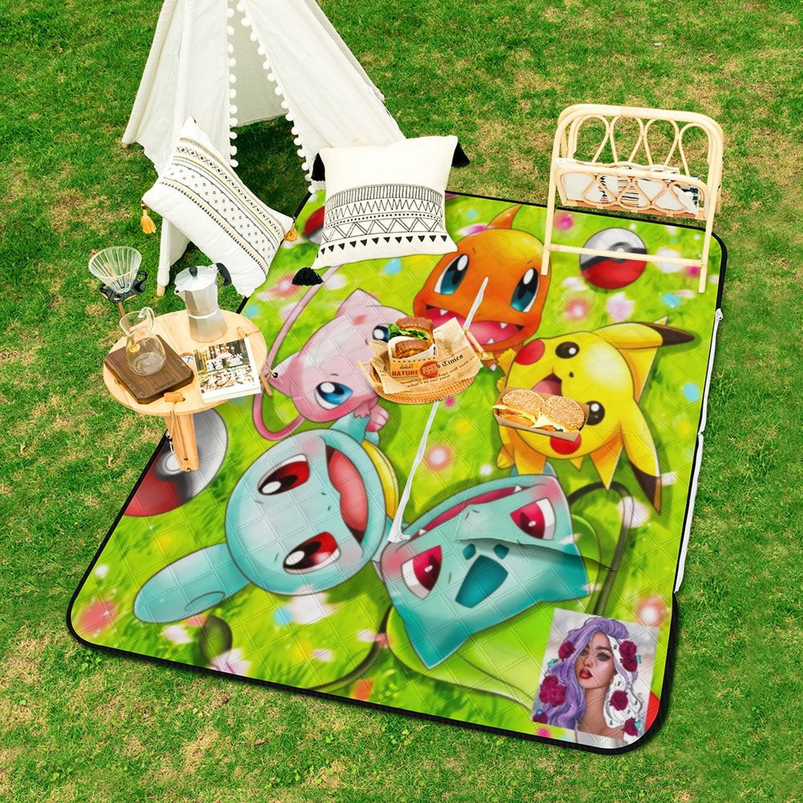 Cartoon Pokémon Charmander Squirtle Bulbasaur Extra Large Picnic ...