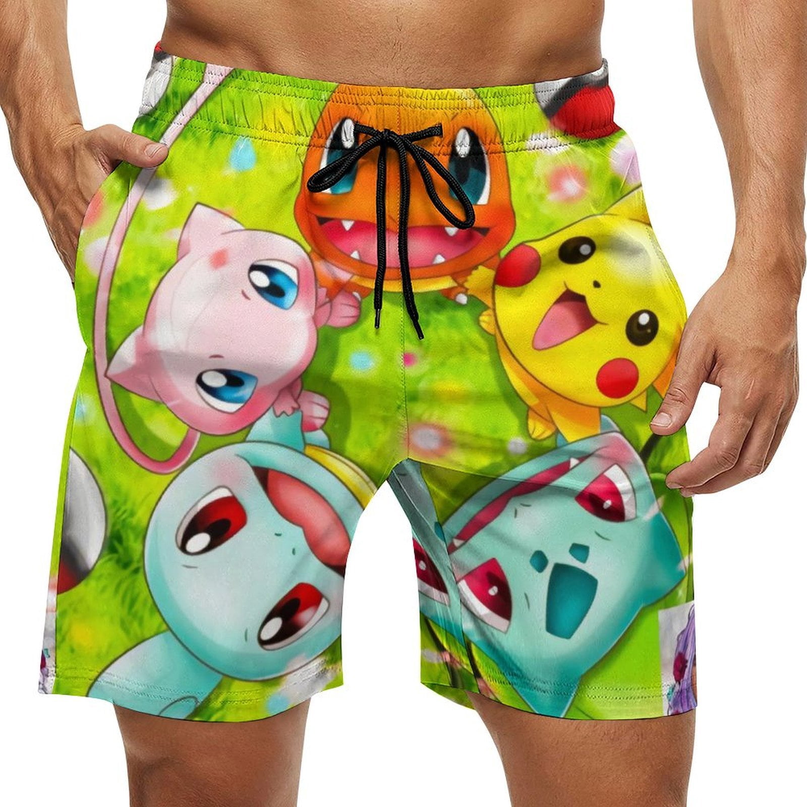 Cartoon Pokémon Charmander Squirtle Bulbasaur Men's Swim Trunks Quick ...