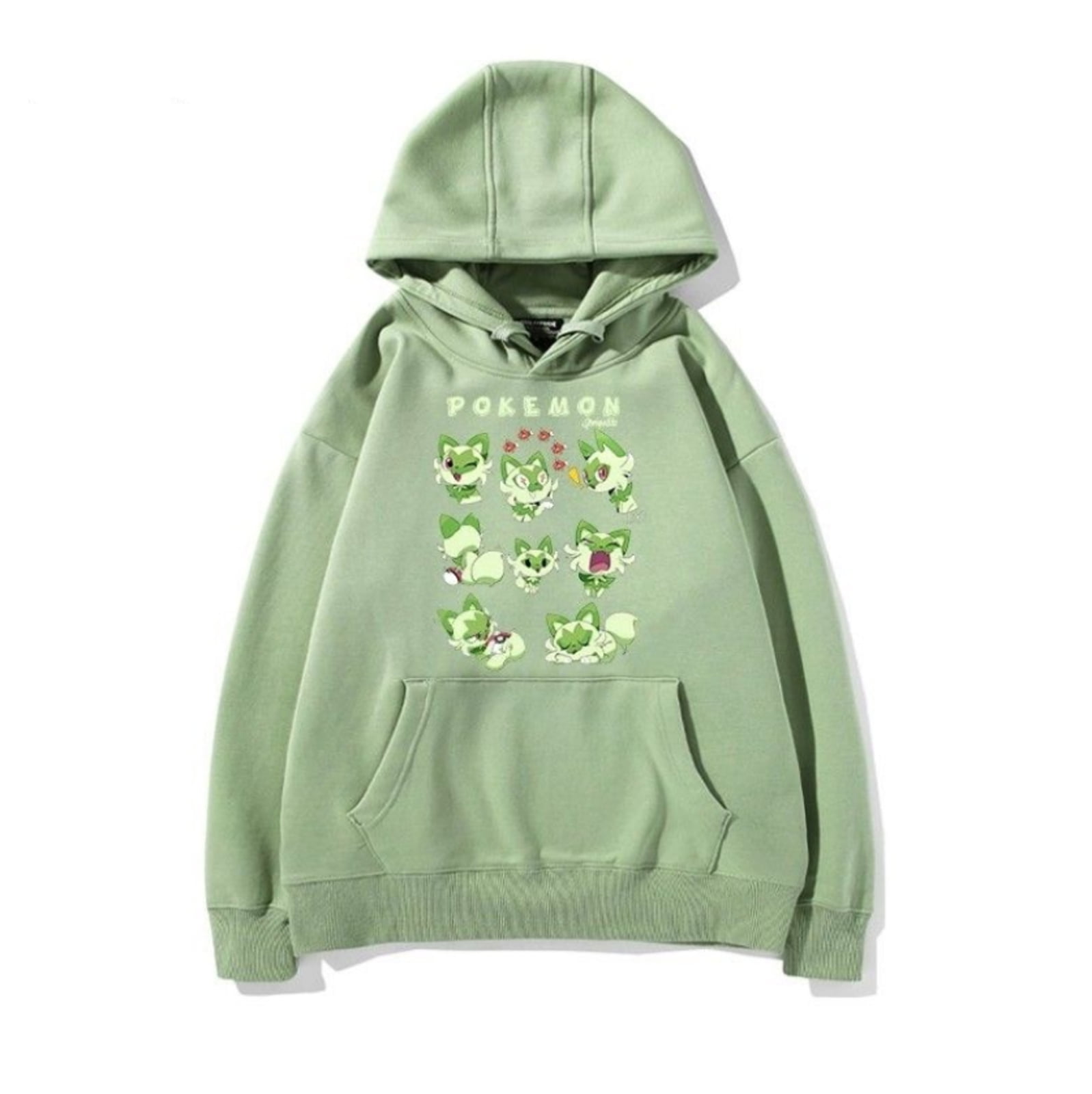 Cartoon Poké-mon Green Hoodie, Cute Sprigatito Sweatshirt, Multiple ...