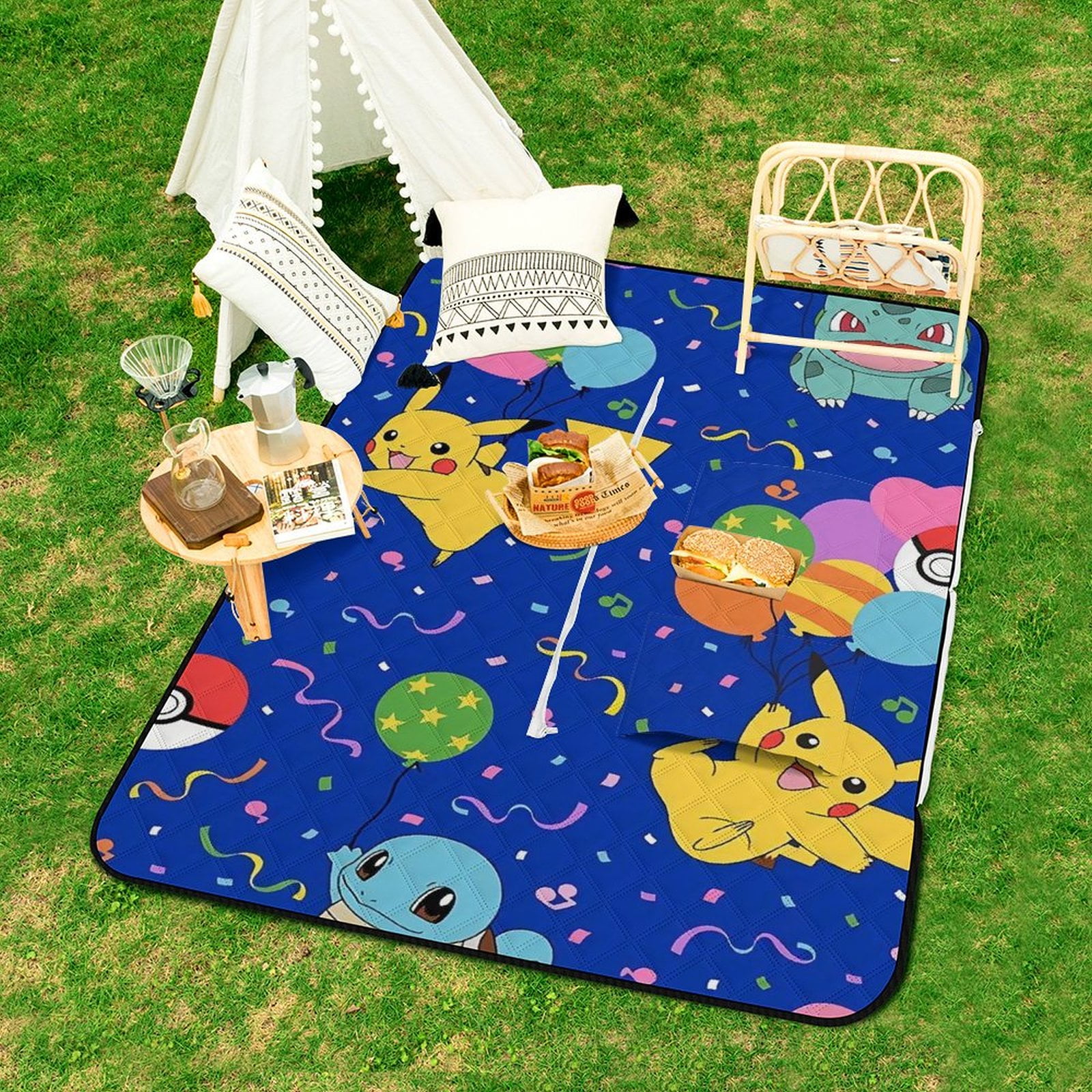 Cartoon Pokémon Picnic Blanket,Foldable Waterproof Sand Mat,Extra Large ...
