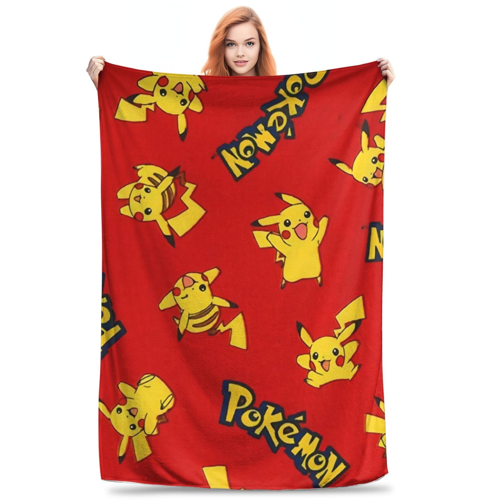 Cartoon Pokémon Pikachu Red Blanket Super Soft Lightweigh Throw Blanket ...