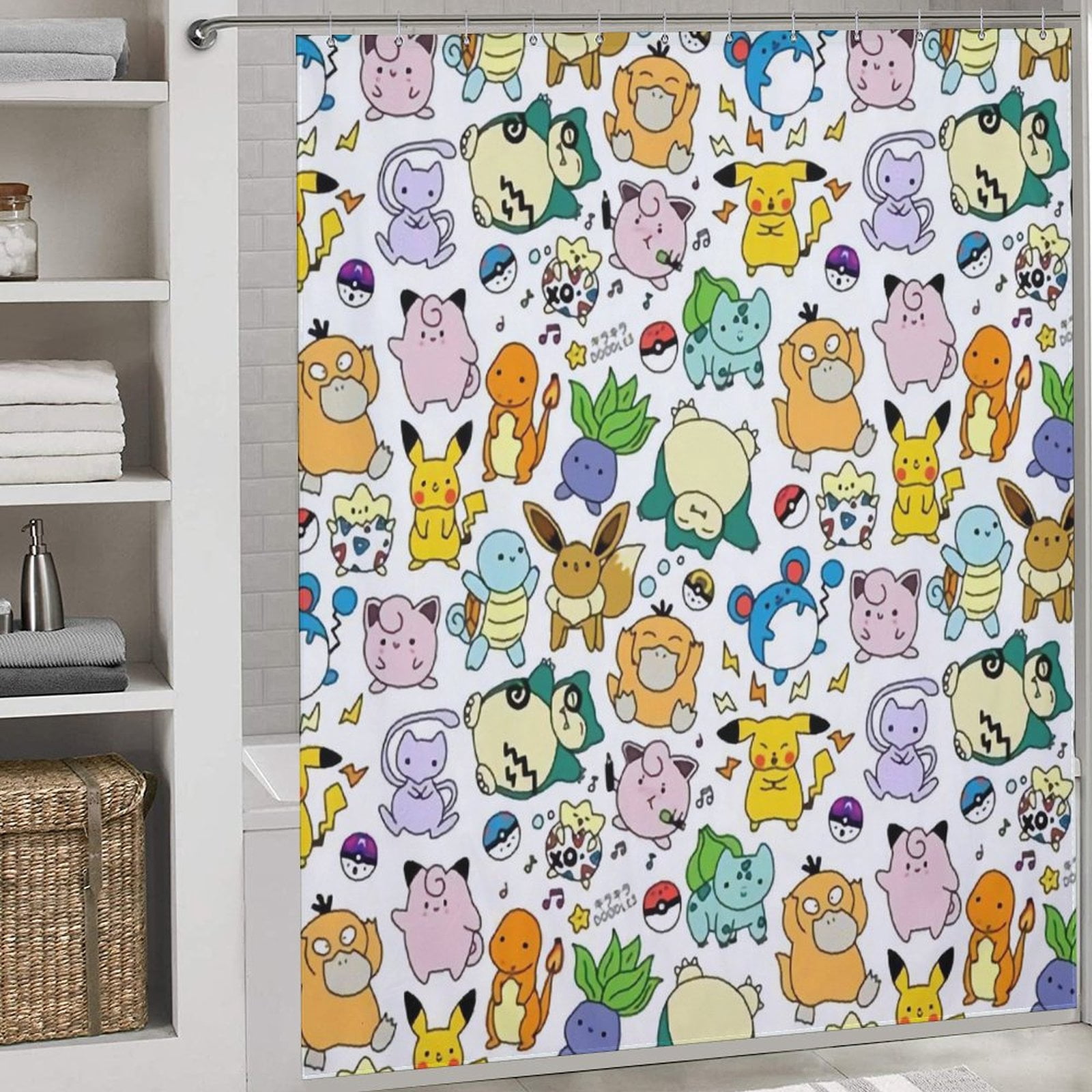 Cartoon Pokémon-Pikachu Shower Curtain,Waterproof Design and Polyester ...