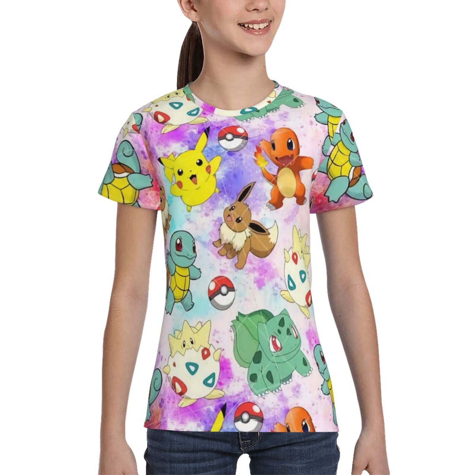 Cartoon Pokémon Pikachu Youth Shirt,Athletic Short Sleeve Tees Kids ...