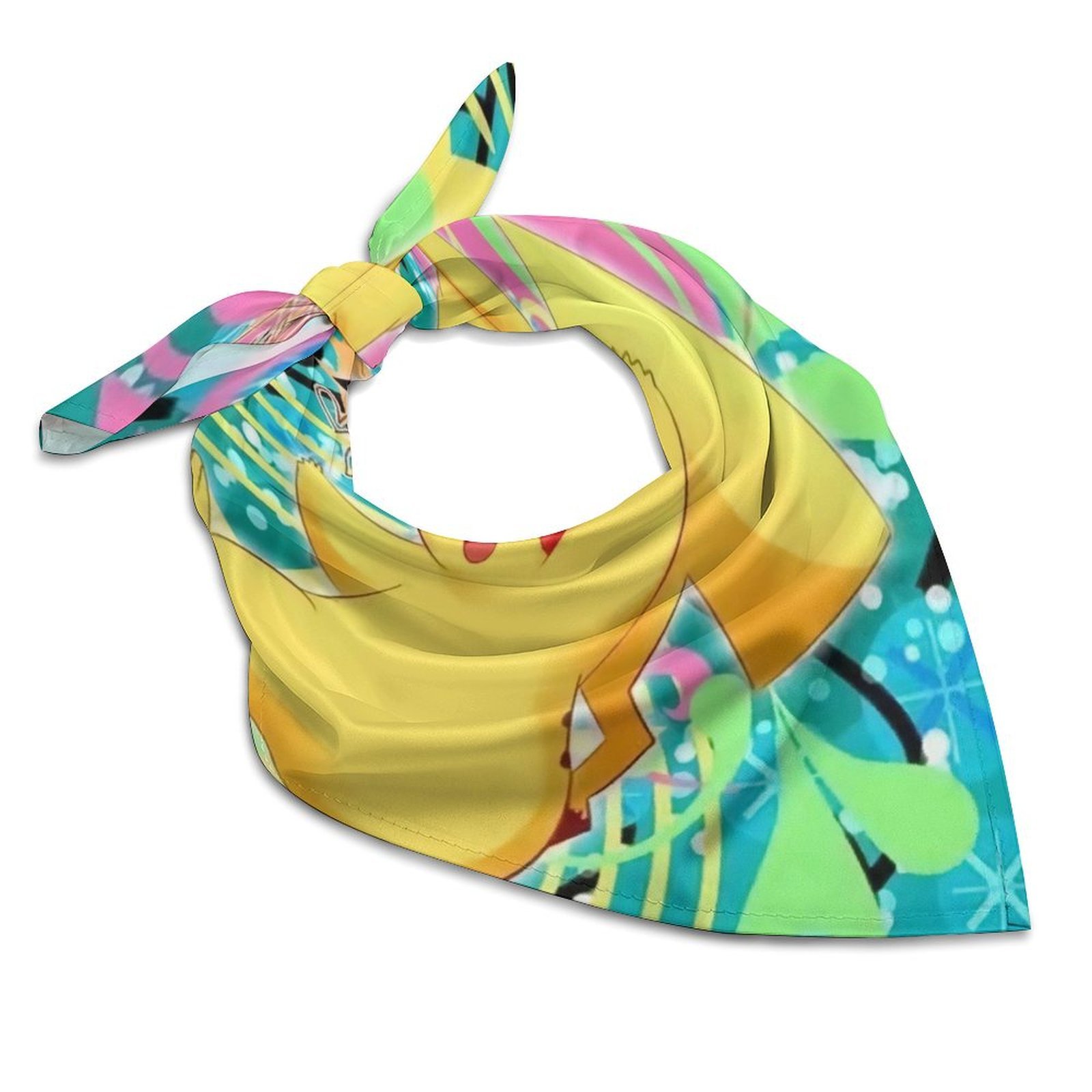 Cartoon Pokémon-Pikachu3 Square Satin Head Scarf Hair Scarves Silk-like ...