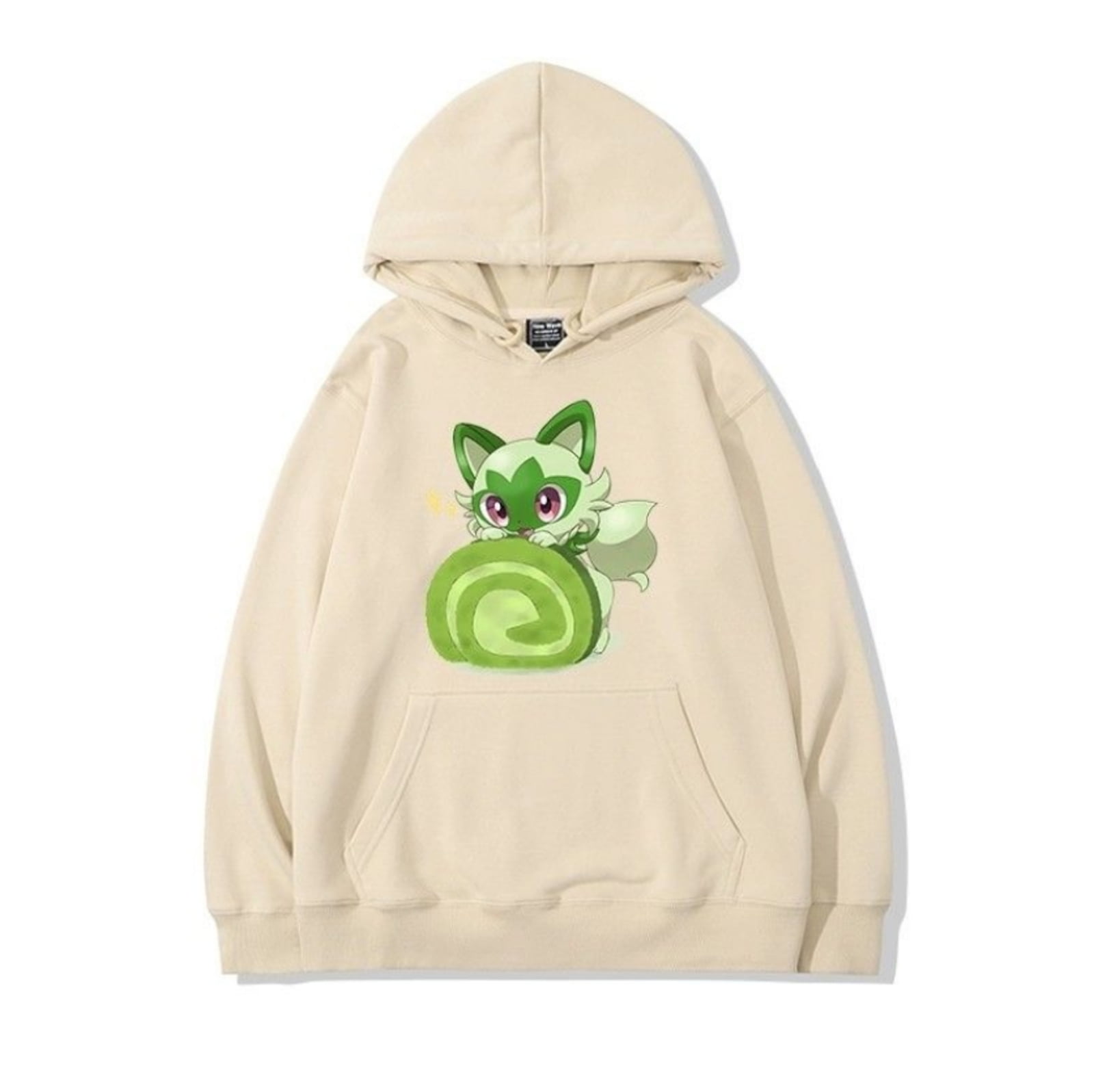 Cartoon Poké-mon White Hoodie, Cute Sprigatito Sweatshirt, Multiple ...