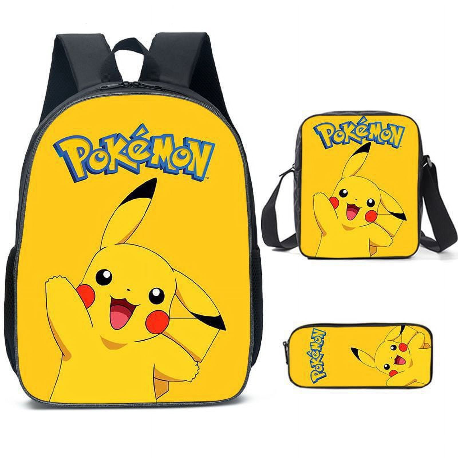Cartoon Pokemon_Pika-chu 3-Piece Backpack Set - Unisex Lightweight ...