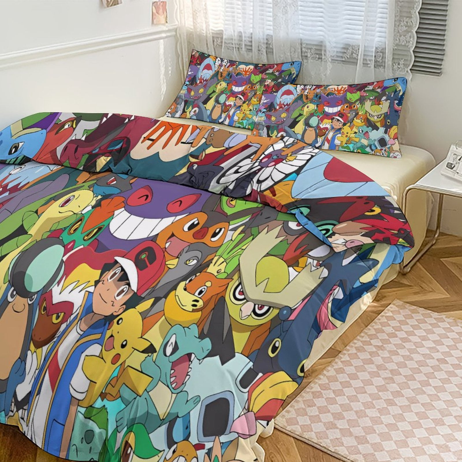 Cartoon Pokemon Pikachu 3 Piece Set with 1 Quilt Cover + 2 Pillowcases ...