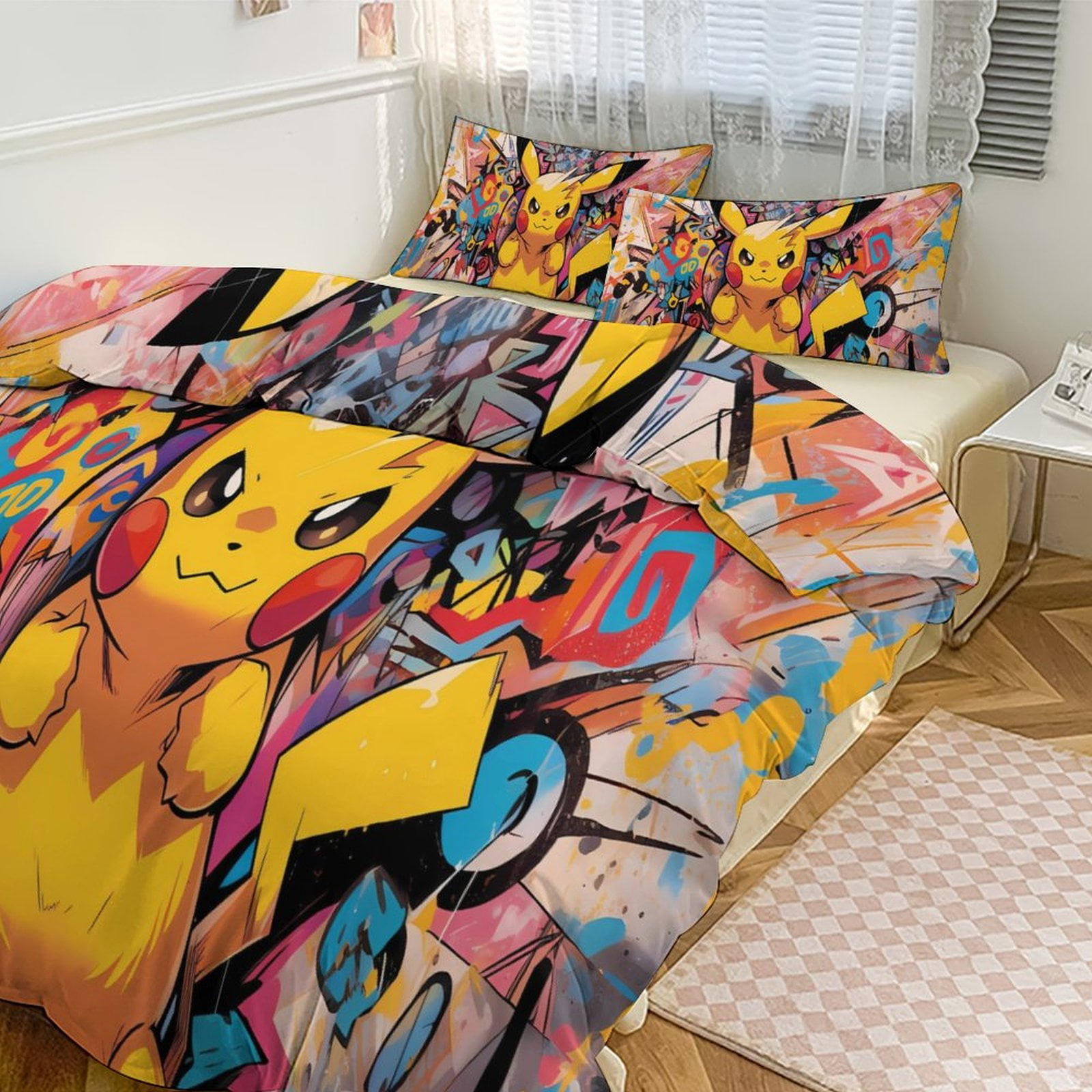 Cartoon Pokemon Pikachu 3 Piece Set with 1 Quilt Cover + 2 Pillowcases ...