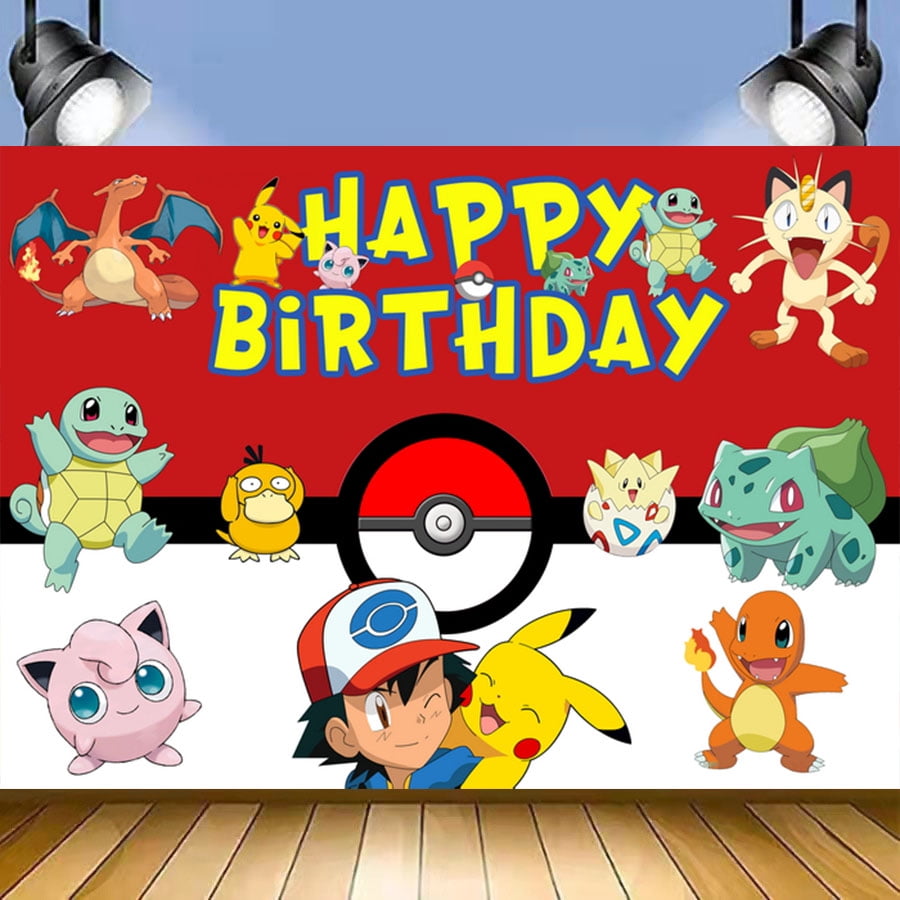 Cartoon Pokemon Pikachu Backdrop Decoration Children Birthday Baby ...