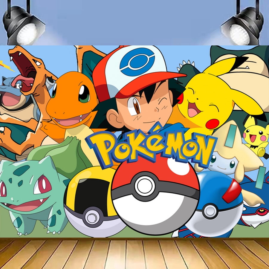 Cartoon Pokemon Pikachu Backdrop Decoration Children Birthday Baby ...
