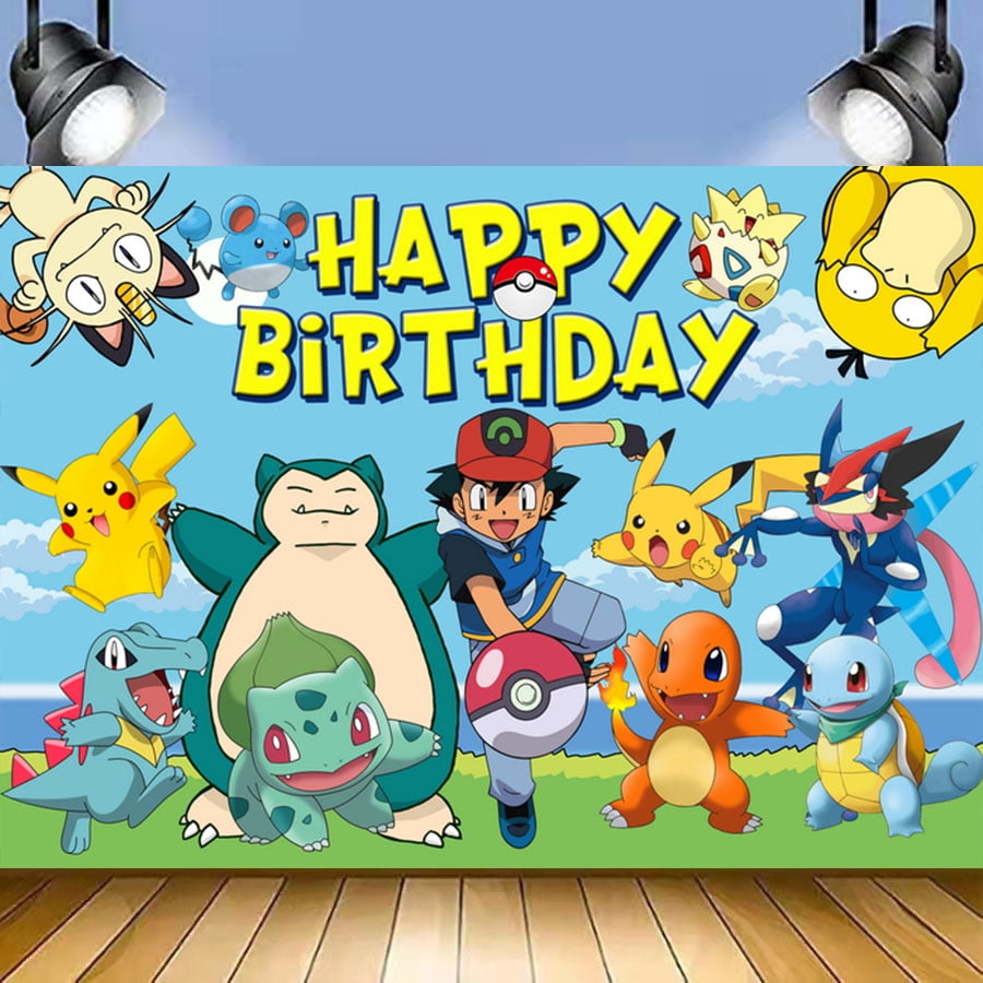 Cartoon Pokemon Pikachu Backdrop Decoration Children Birthday Baby ...