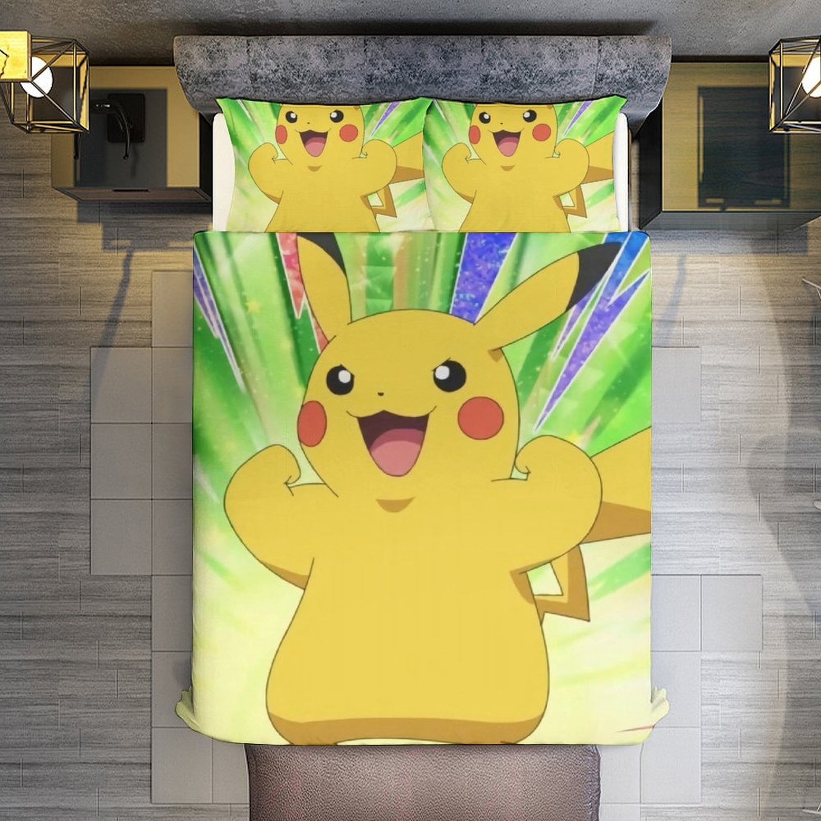 Cartoon Pokemon Pikachu Queen Sheet Set for Kids and Adults,Soft Duvet ...