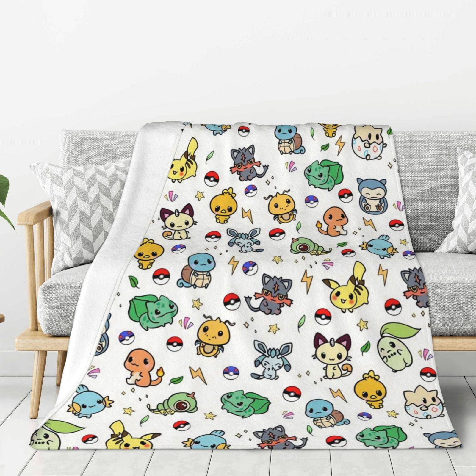 Cartoon Pokemon- Pikachu Throw Blanket for Couch,Super Soft Cozy ...