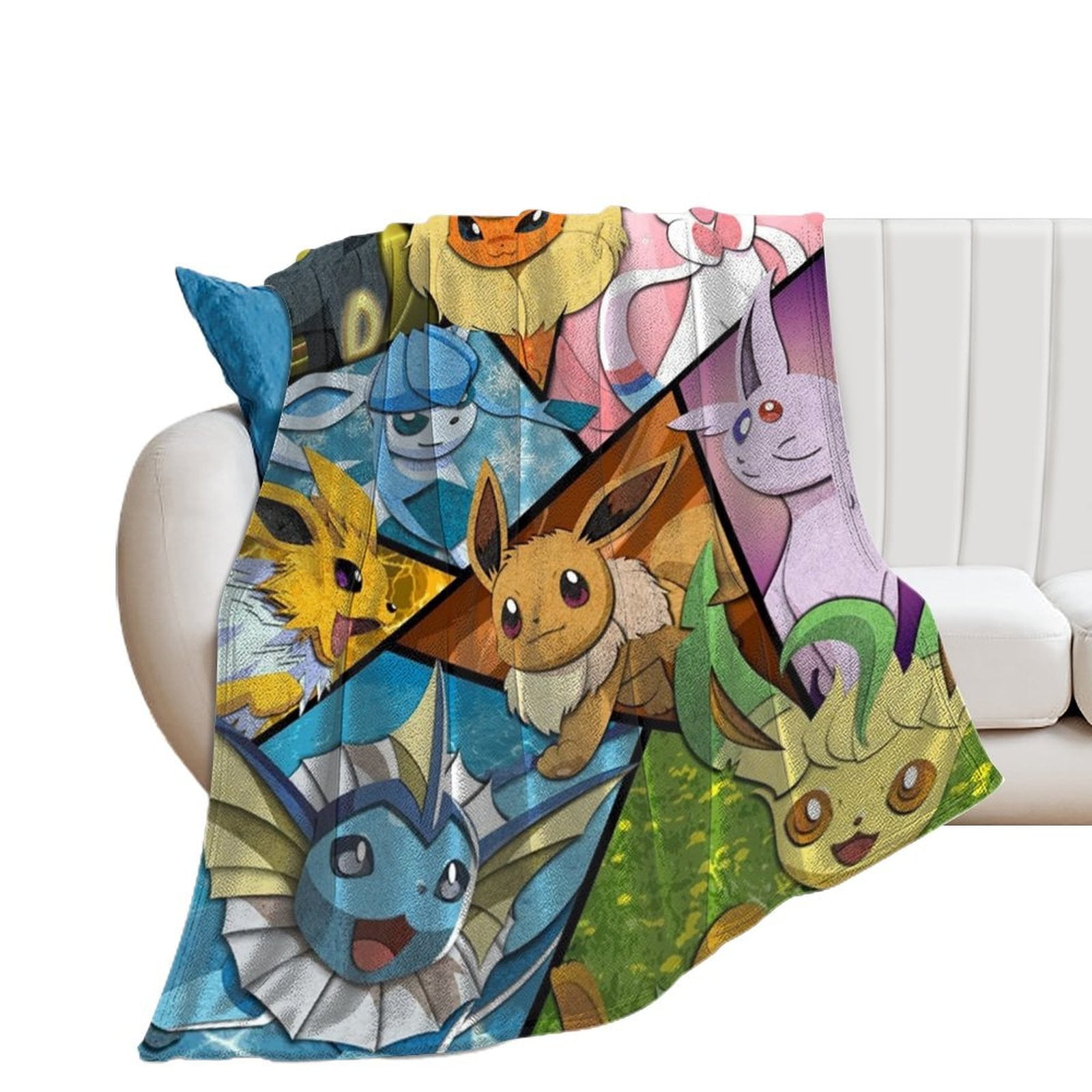 Cartoon Pokemon Print Characters Splicing Flannel Blanket, Super Soft ...