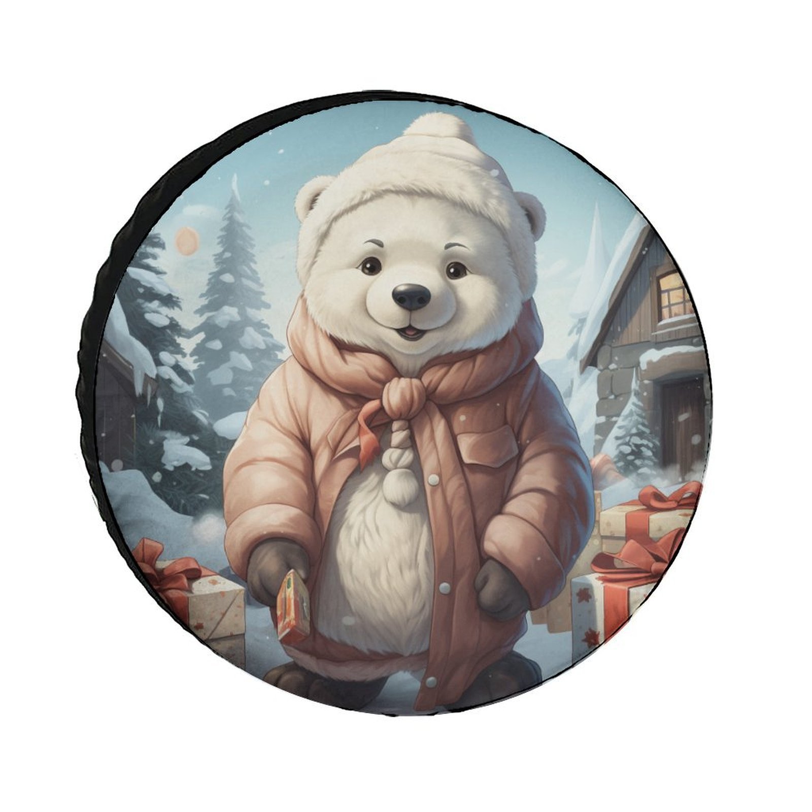 Cartoon Polar Bear Christmas Camping Spare Tire Cover Polar Bears ...
