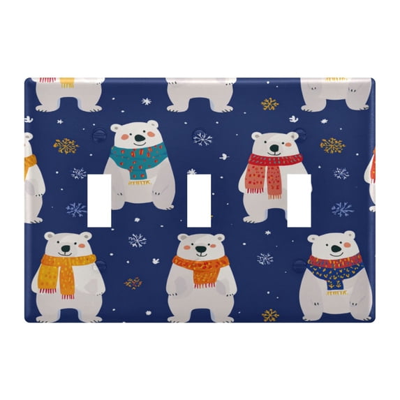 Cartoon Polar Bears with Christmas Scarves Light Switch Cover ...
