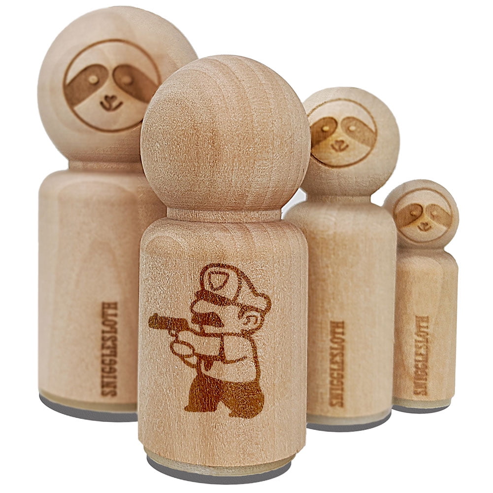 Cartoon Police Officer Cop Guard Pointing Gun Rubber Stamp for ...