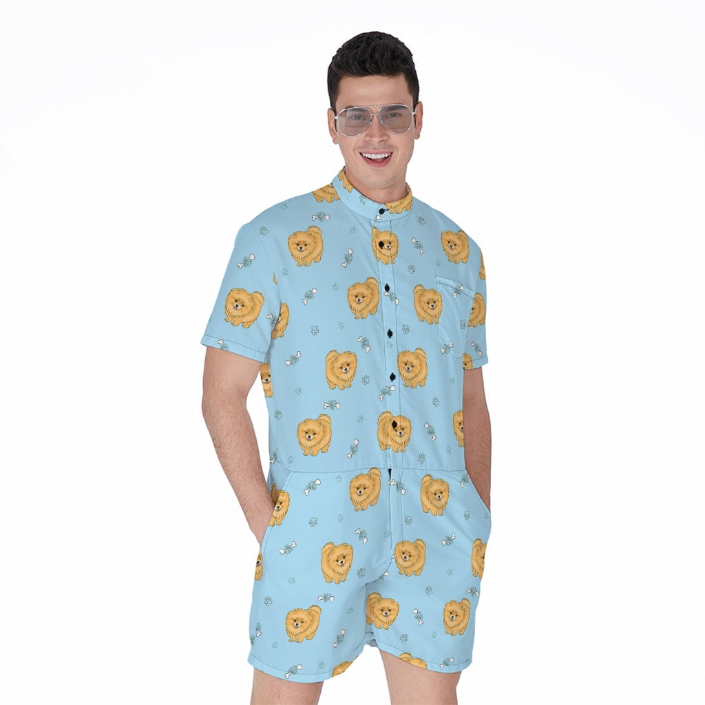 Cartoon Pomeranian Pattern Short Sleeve Men'S Rompers, Cartoon Film ...