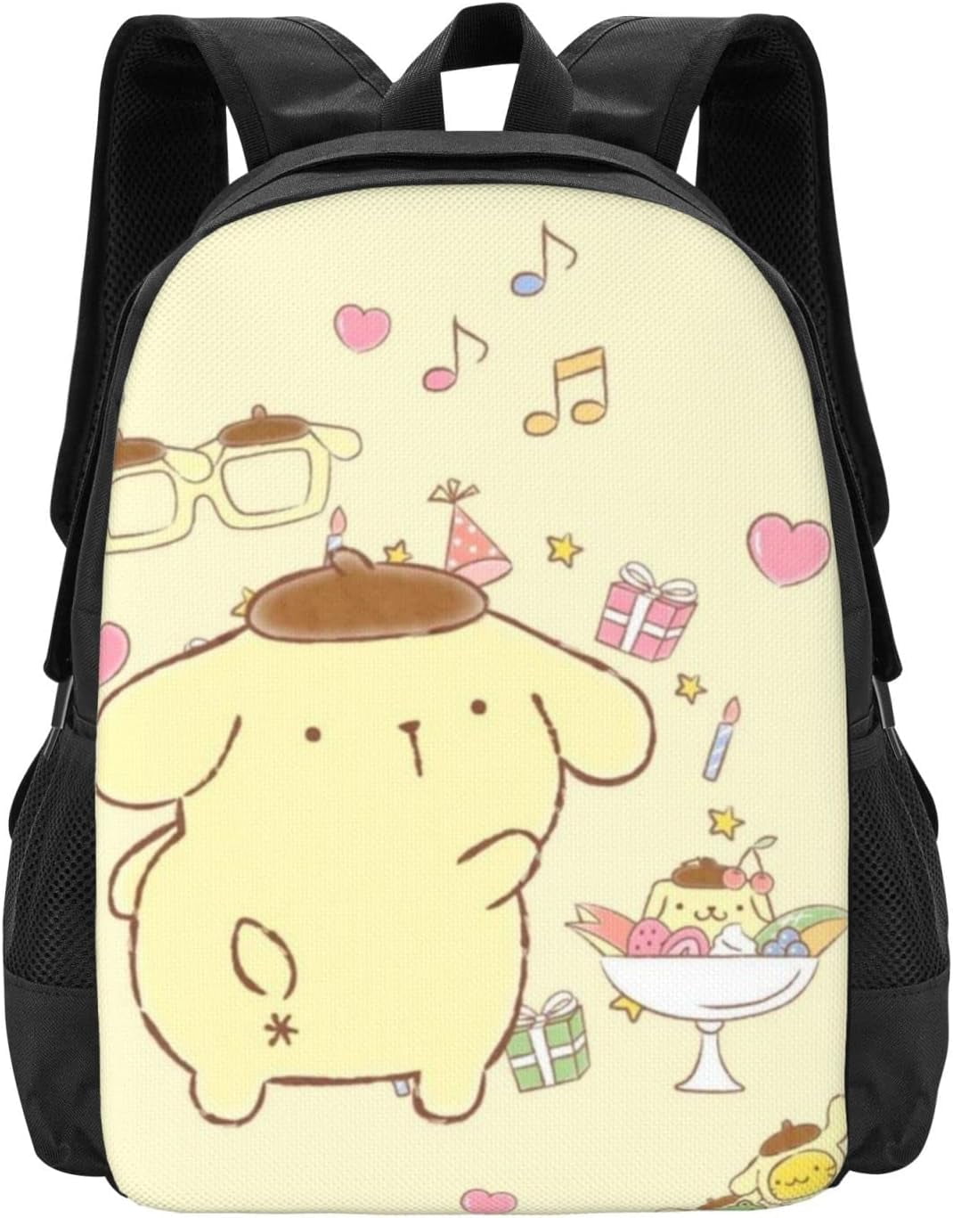 Cartoon ‌Pompom Purin Backpack Women Backpack Yellow Puppy Pattern 3d ...