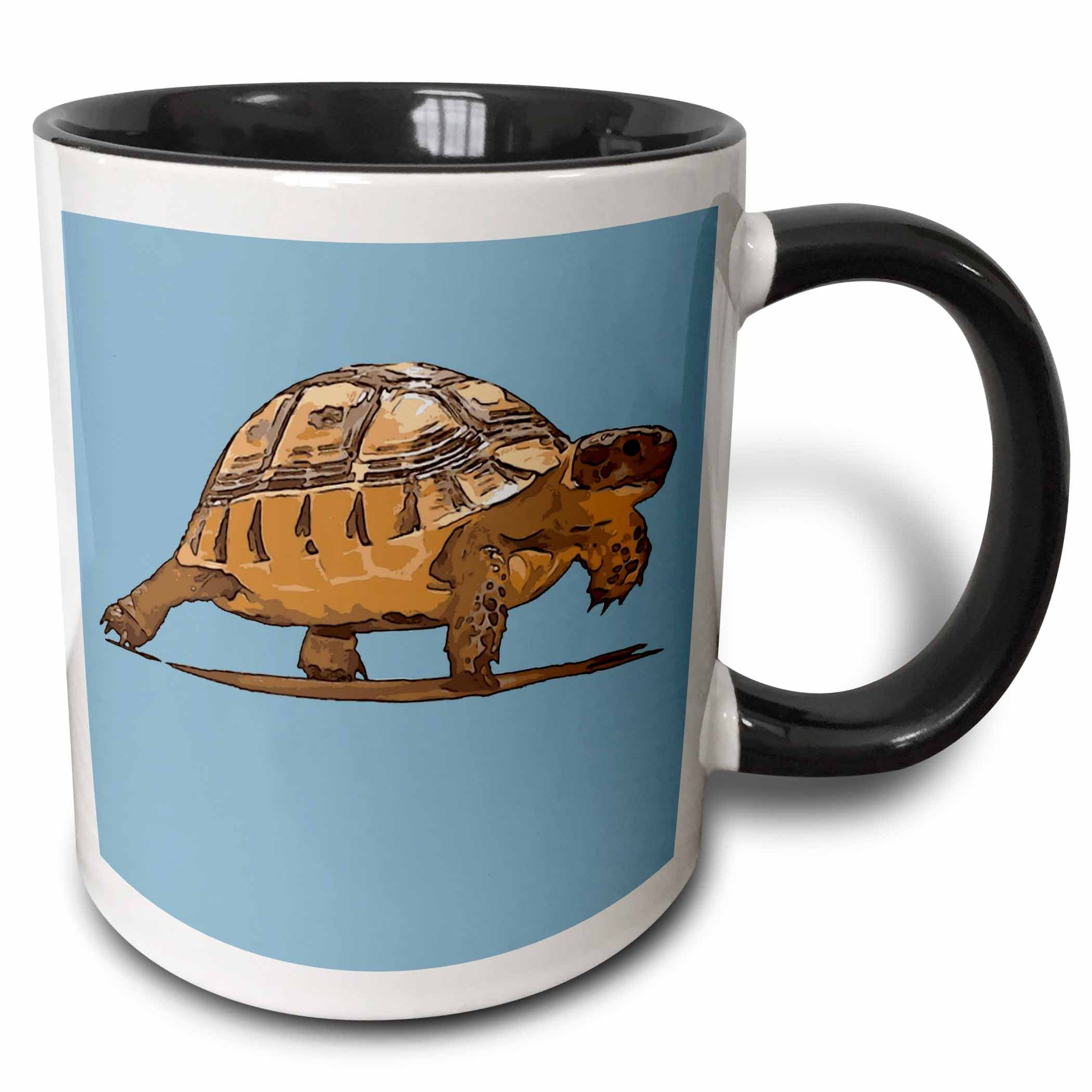 3drose, Cartoon Portrait of Wild Baby Tortoise Plodding on Blue ...