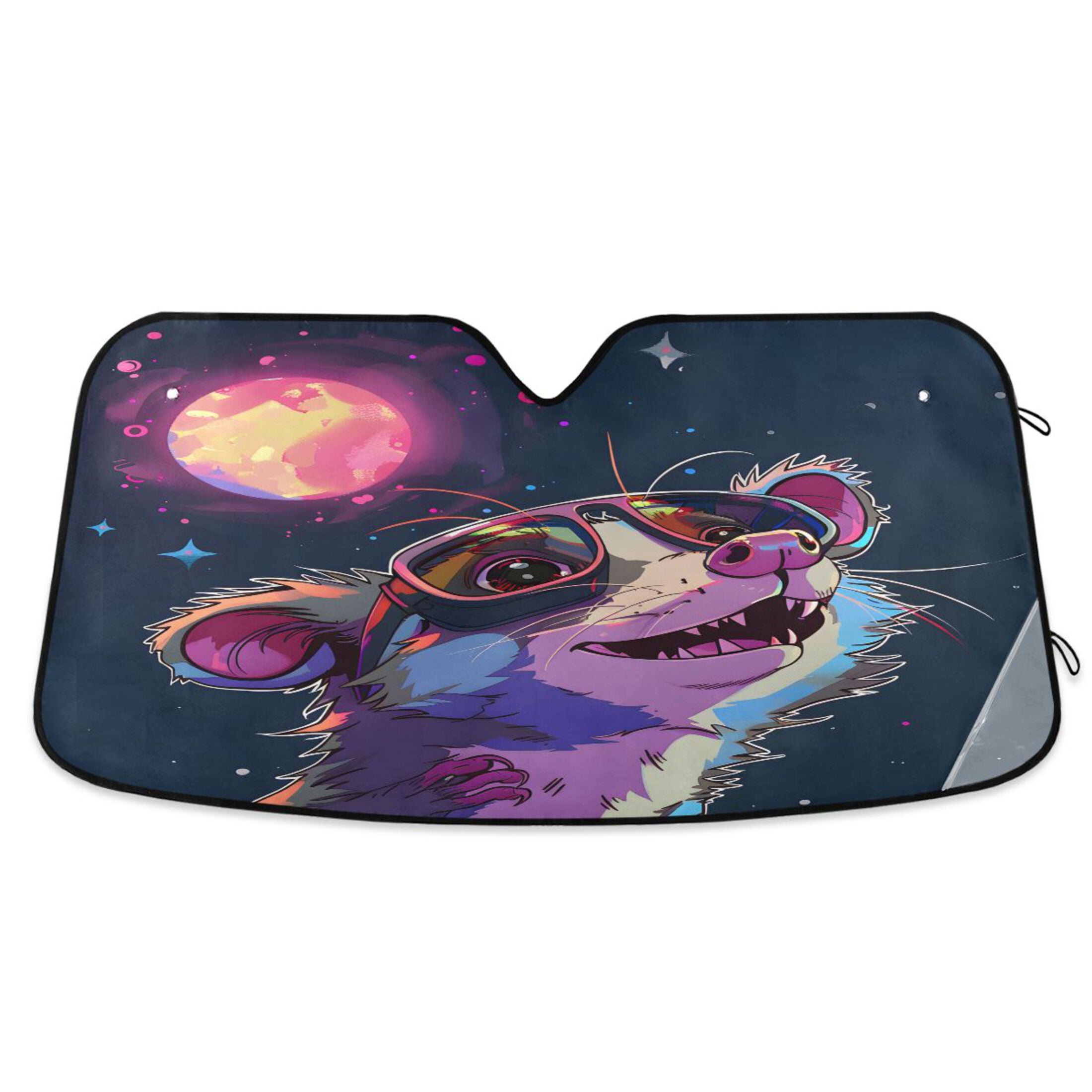 Cartoon Possum Look Moon Car Windshield Sun Shade Foldable Car Front ...