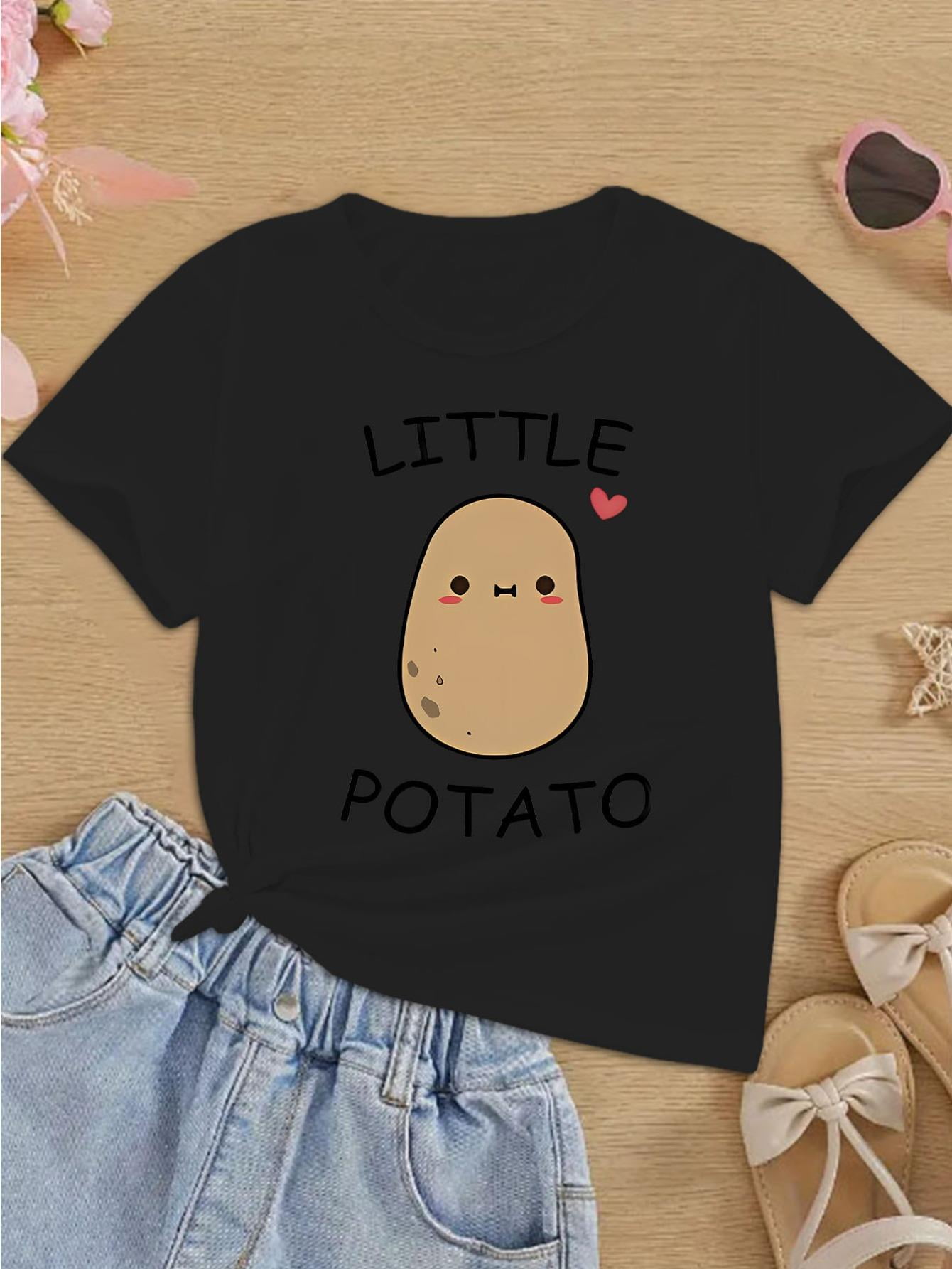 Cartoon Potato Print Casual T-Shirts, Soft Comfy Crew Neck Short Sleeve ...