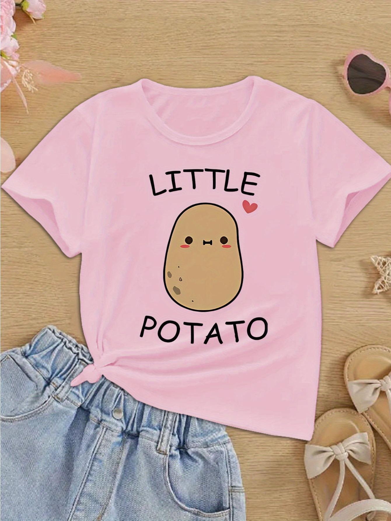 Cartoon Potato Print Casual T-Shirts, Soft Comfy Crew Neck Short Sleeve ...