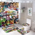 Cartoon Power 4 Pcs Shower Curtain Sets Non-Slip Rugs Bath Mat Toilet ...