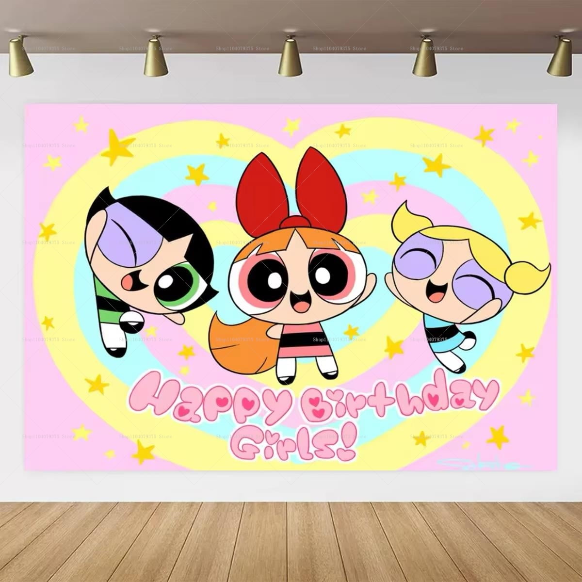 Cartoon Powerpuff Girls Birthday Party Theme Photography Background ...