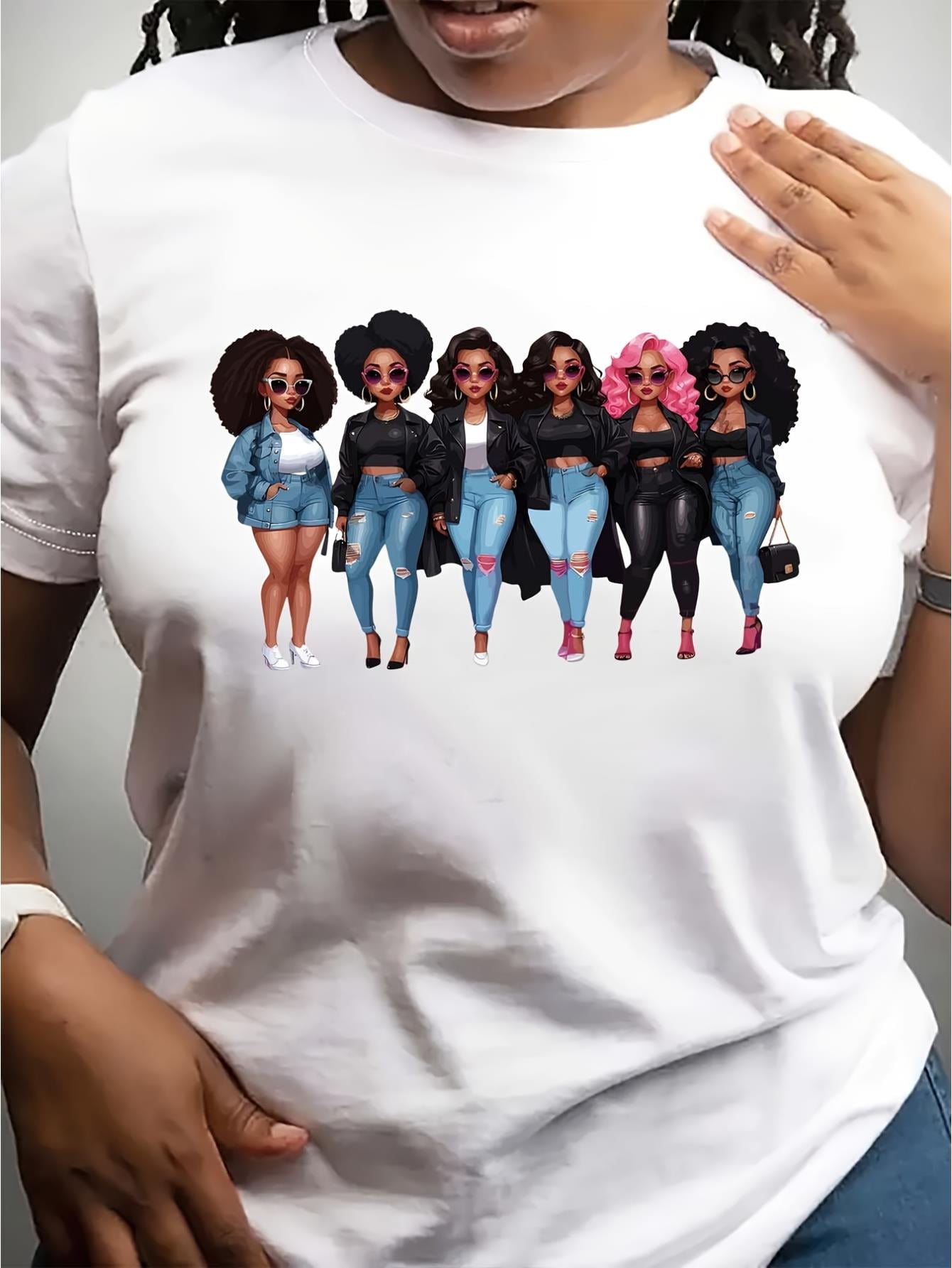 Cartoon Princes of Puerto Rico Print Crew Neck T-shirt, Four seasons ...