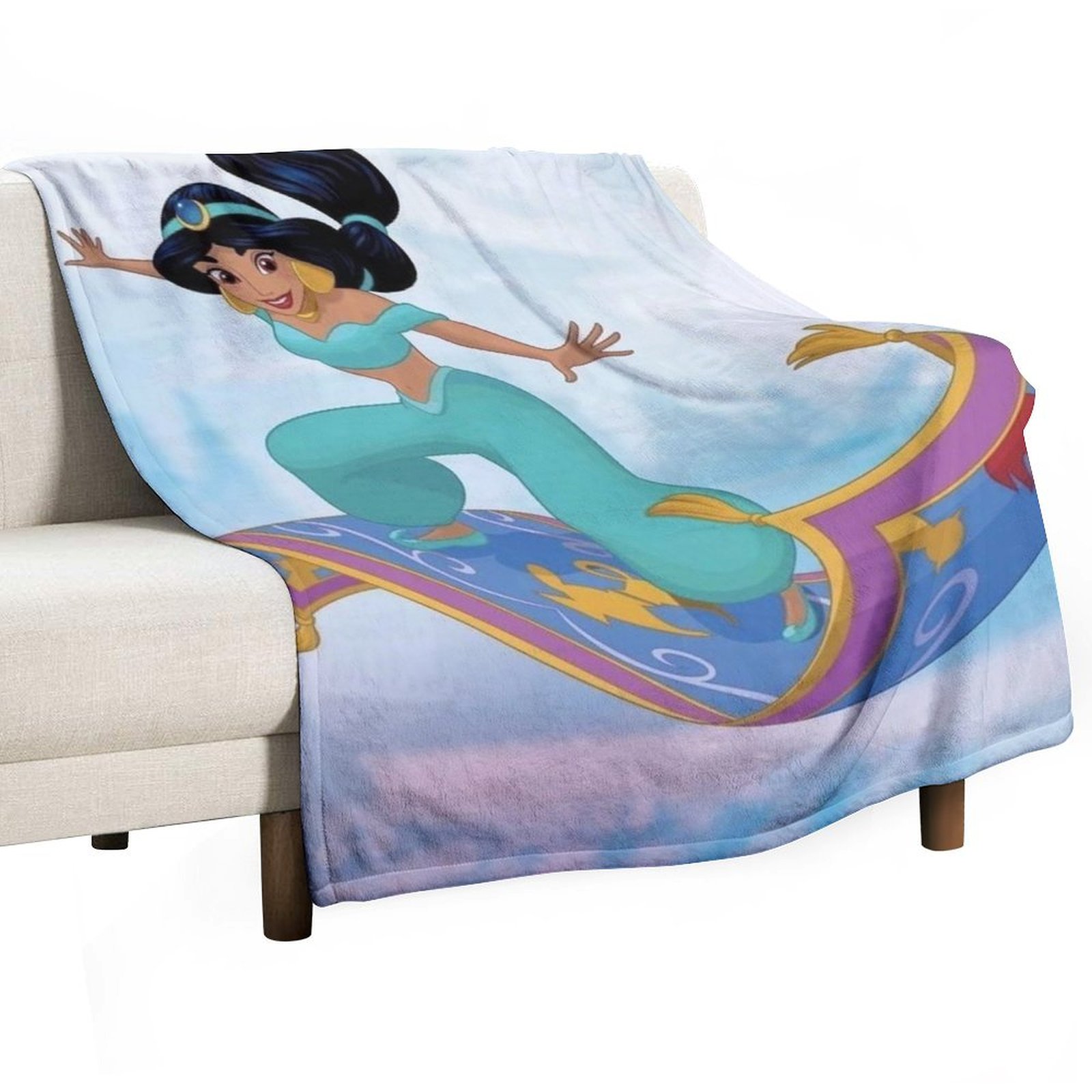 Cartoon Princess Jasmine Throw Blanket Classic Super Soft Anime Flannel ...