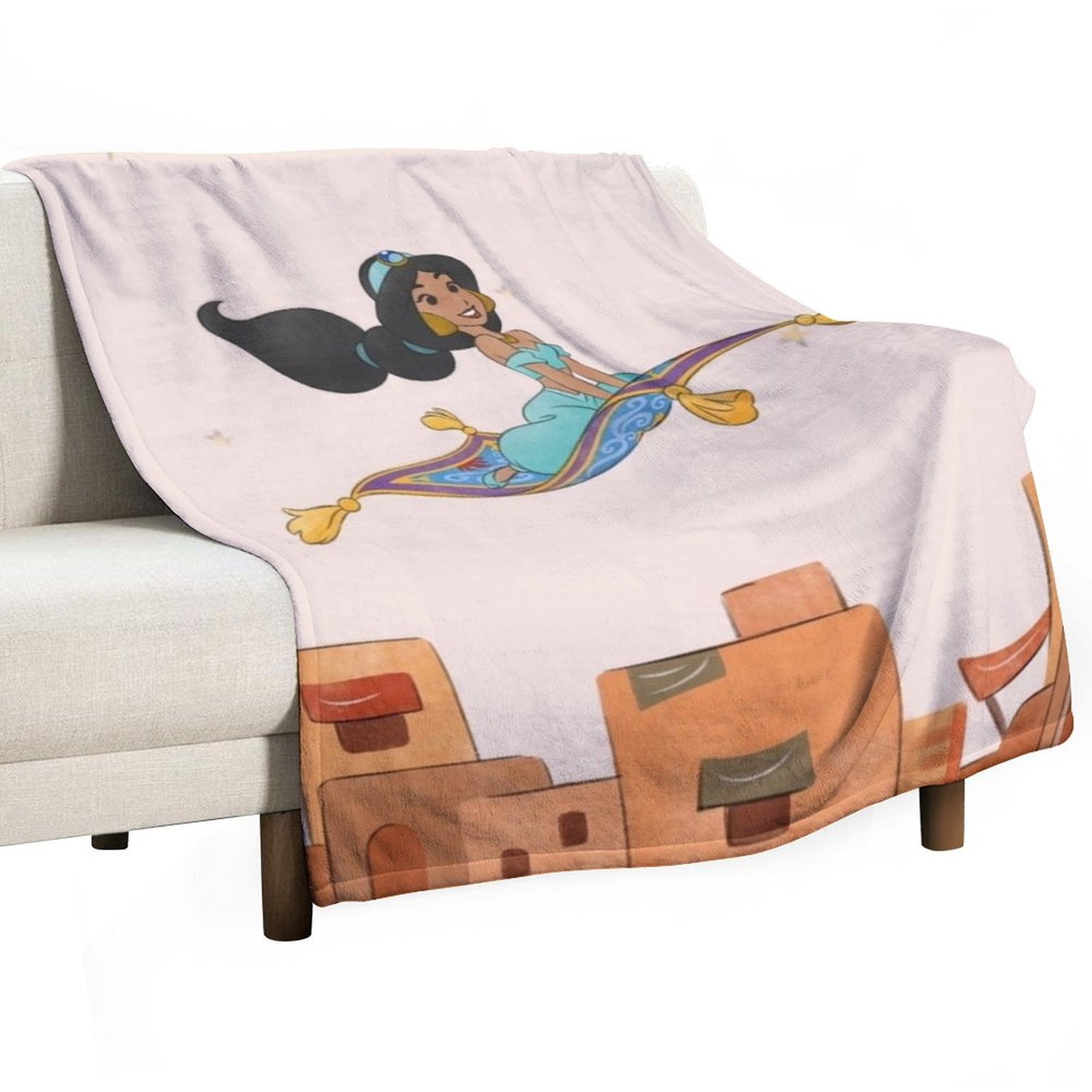 Cartoon Princess Jasmine Throw Blanket Classic Super Soft Anime Flannel ...