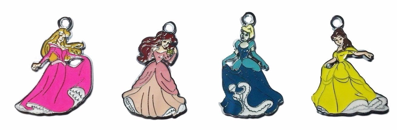 Cartoon Princesses Set of 4 Metal Necklace Charms - Walmart.com