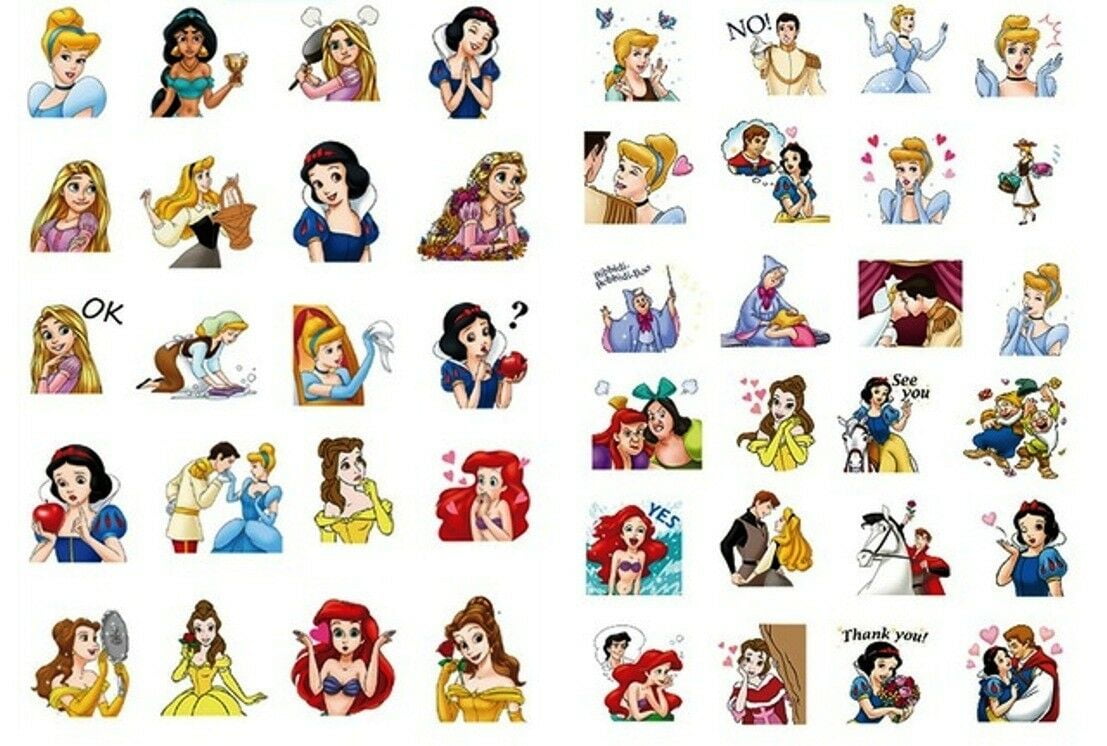 Cartoon Princesses Set of 40 Mini Assorted Stickers Decal Set - Walmart.com