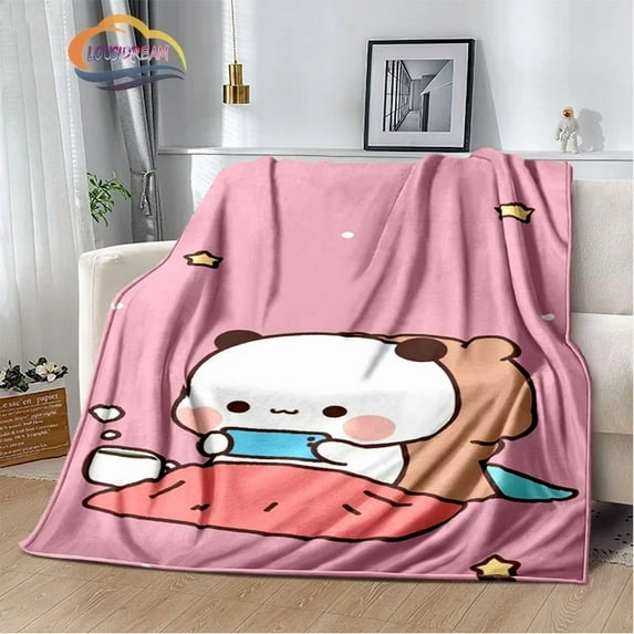 Cartoon Print Bear and Pa Blanket Cute Bubu Dudu Series Kids Warm ...