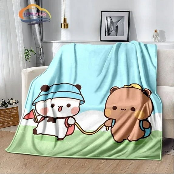 Cartoon Print Bear and Pa Blanket Cute Bubu Dudu Series Kids Warm ...