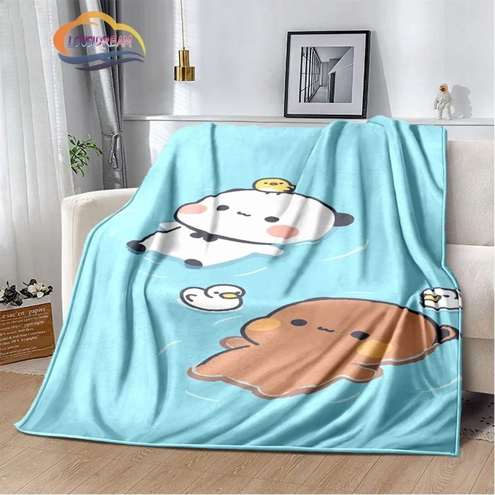 Cartoon Print Bear and Pa Blanket Cute Bubu Dudu Series Kids Warm ...